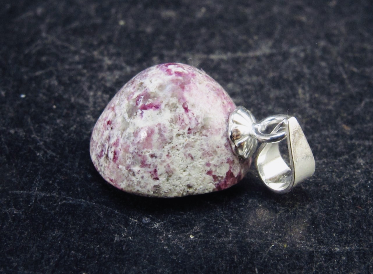 Bixbite (Red Beryl) Pendant #2 - Tumbled - Sterling Silver - Awakenings