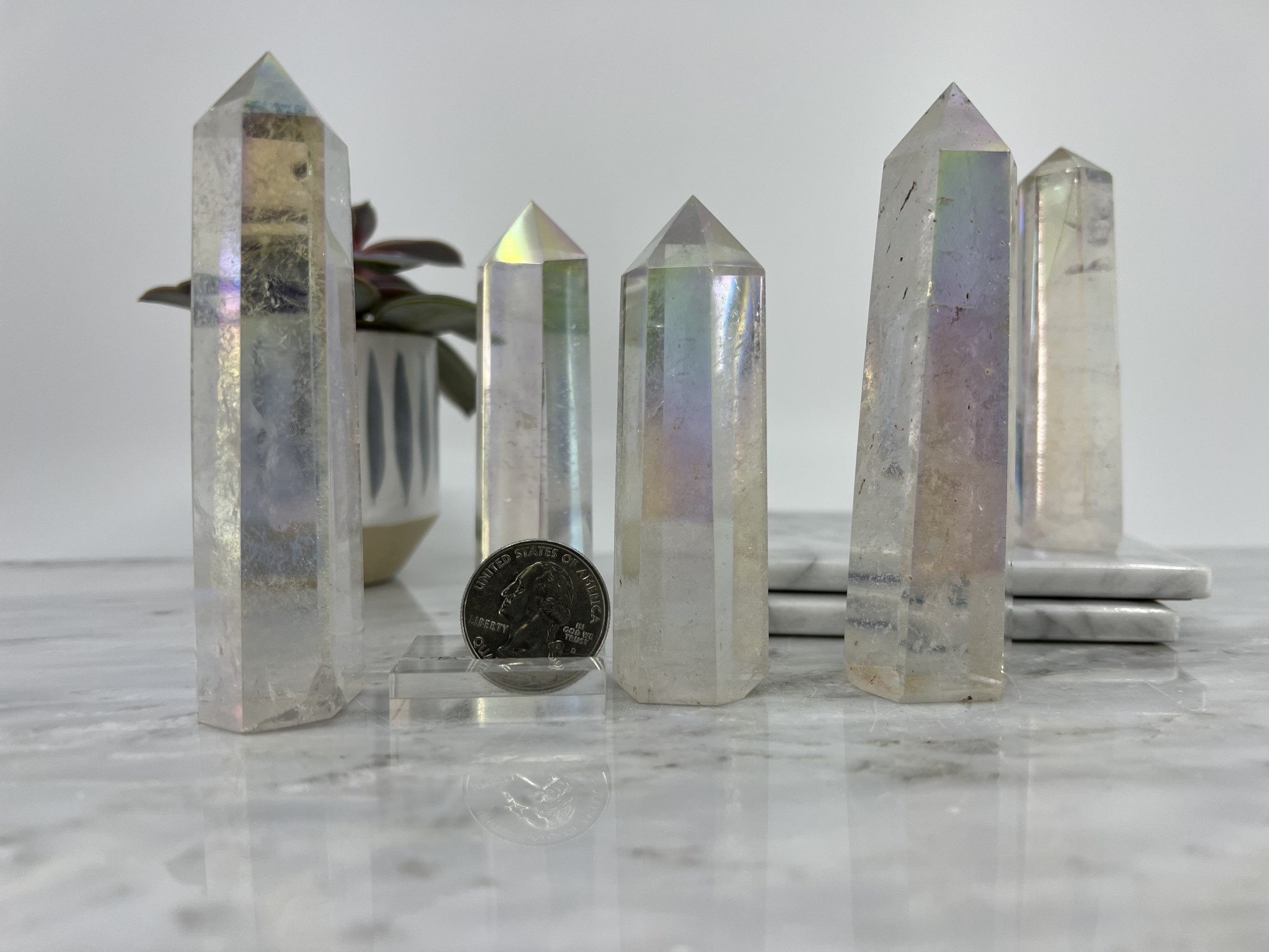 Angel White Aura Quartz Tower Point Generator - Medium (3 - 4 ...