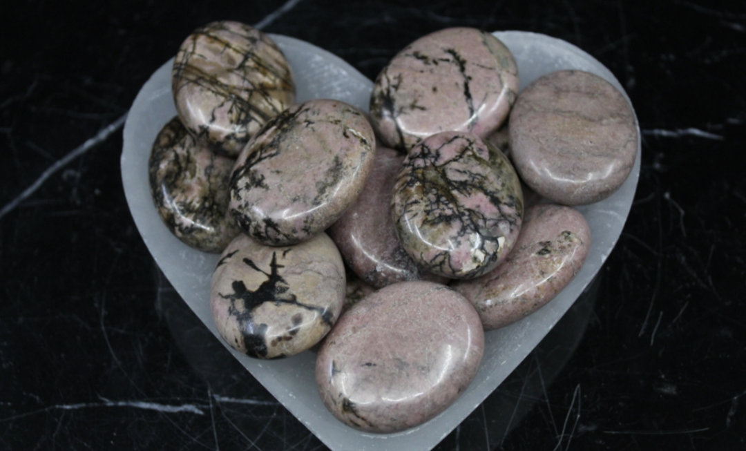 Rhodonite - Palm Pillow Pocket Stone - Awakenings