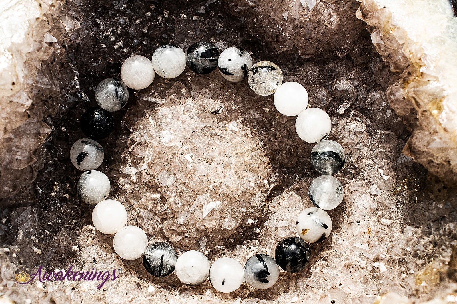 Black Tourmaline & Clear Quartz Tourmalated Stretchy Bracelets - 8mm ...