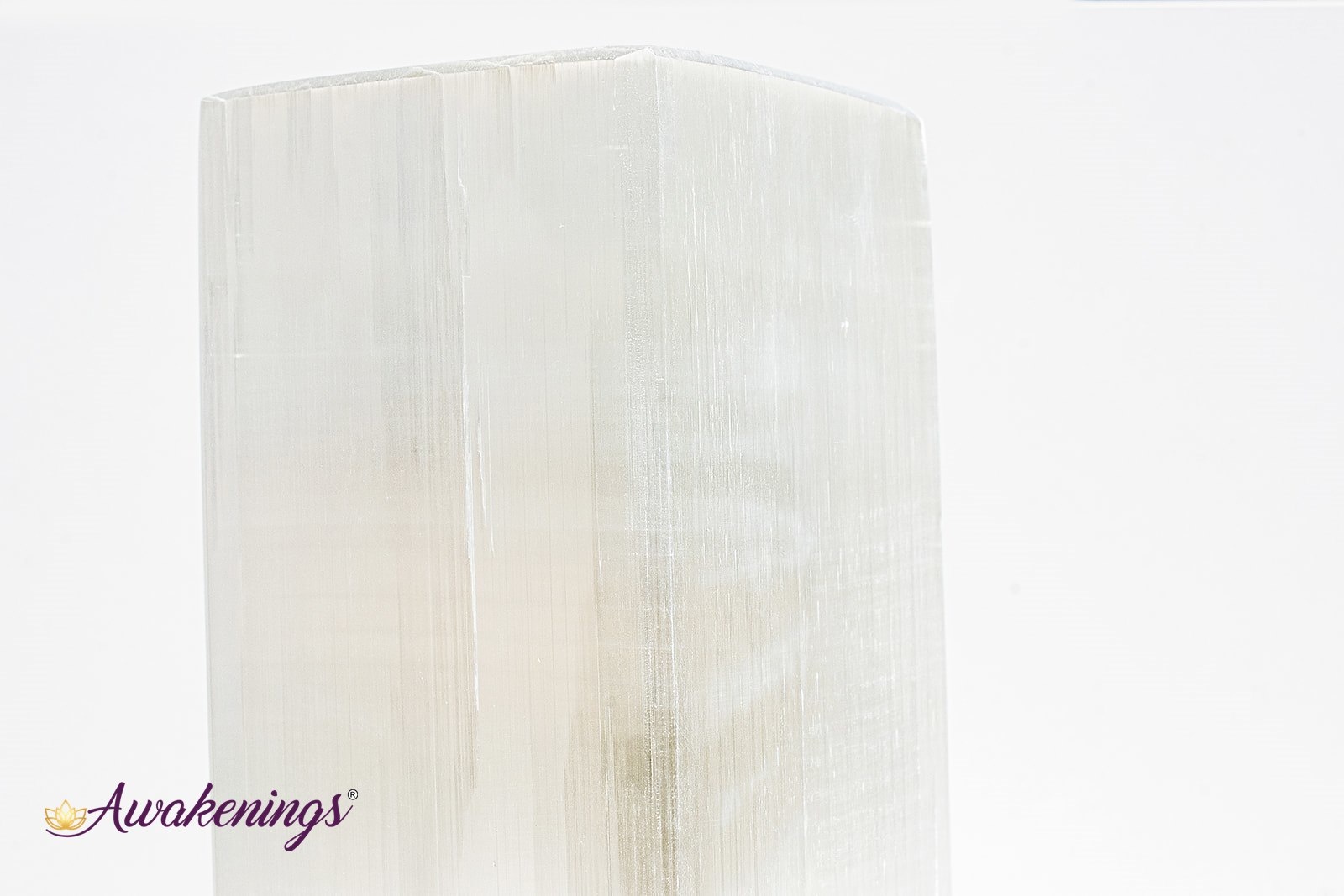 Selenite/Satin Spar Lamp - Large Polished Rectangular 10"