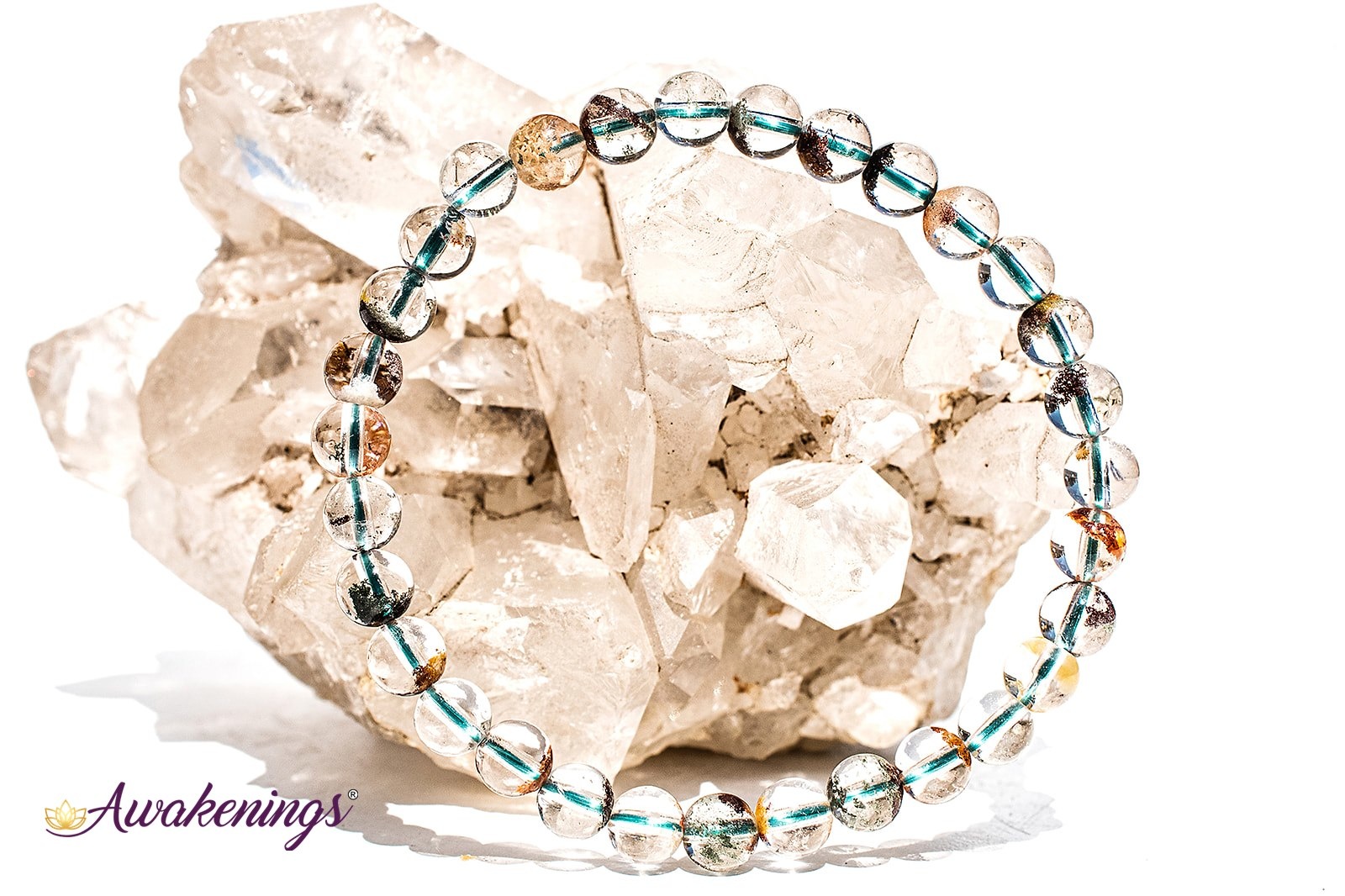 Phantom Garden Landscape Ghost Quartz Gemstone Stretchy Bracelets 8mm ...