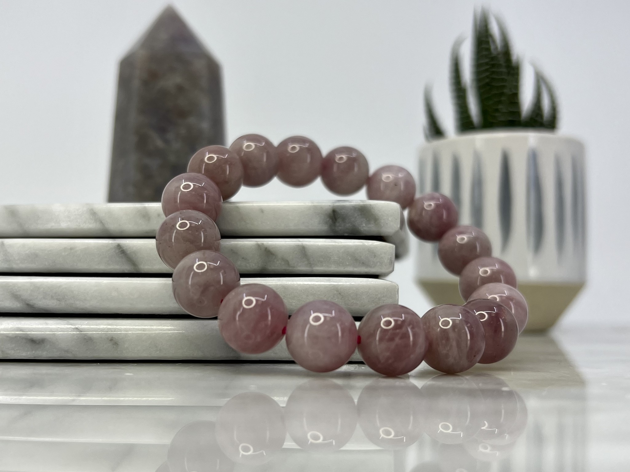 Purple Rose Quartz Bracelet - 15mm - Awakenings