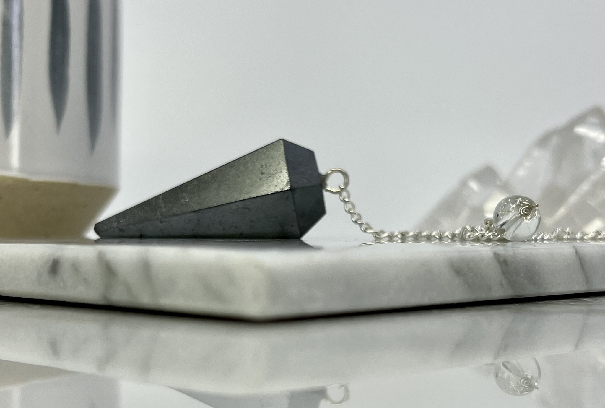 Hematite Pendulum-Hexagon/Faceted Cone - Awakenings