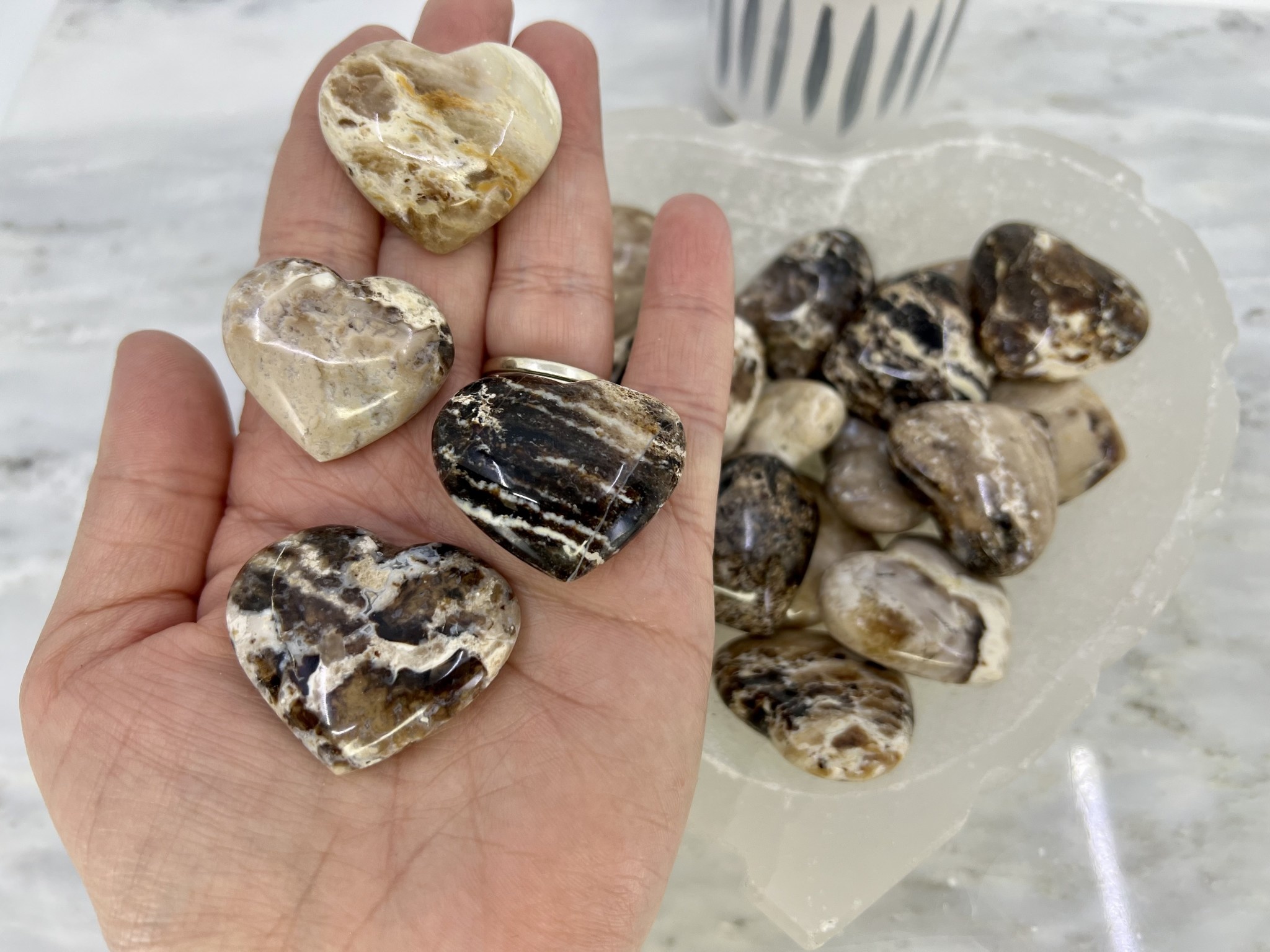 Chocolate (Coke) Calcite Puffy Hearts - Small - Awakenings
