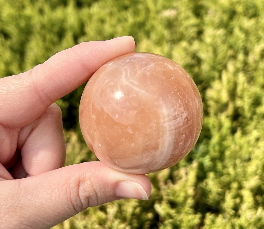 Orange/Peach Calcite Sphere Orb-50mm - Awakenings