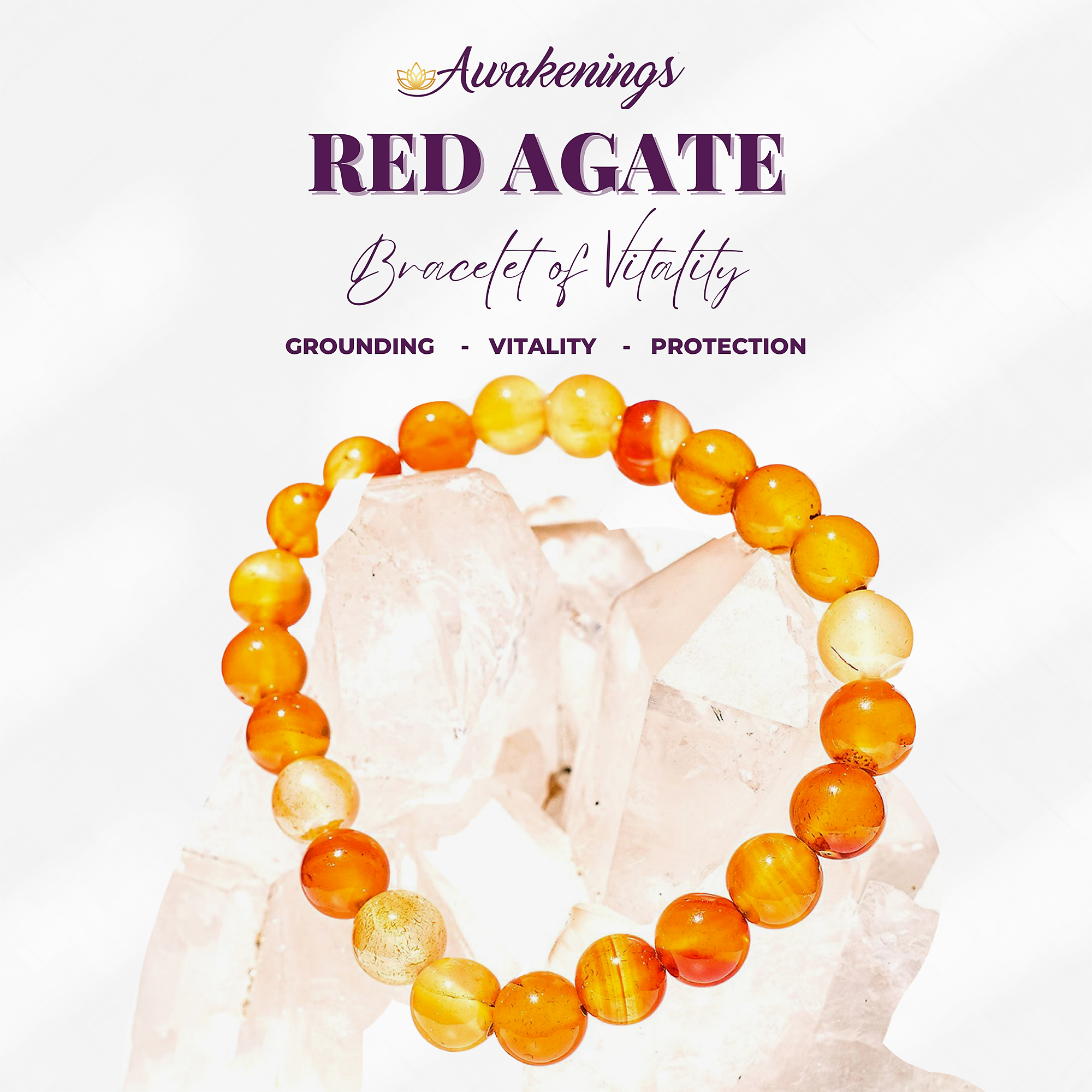 Red Agate Bracelet-8mm - Awakenings