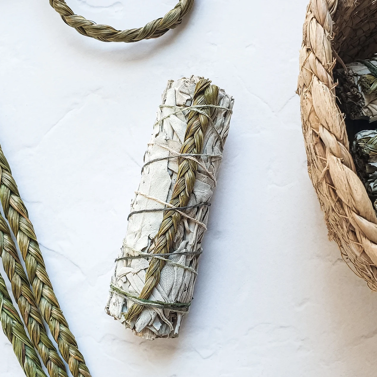 White Sage & Sweetgrass Bundle Smudge Stick - 4" - Awakenings