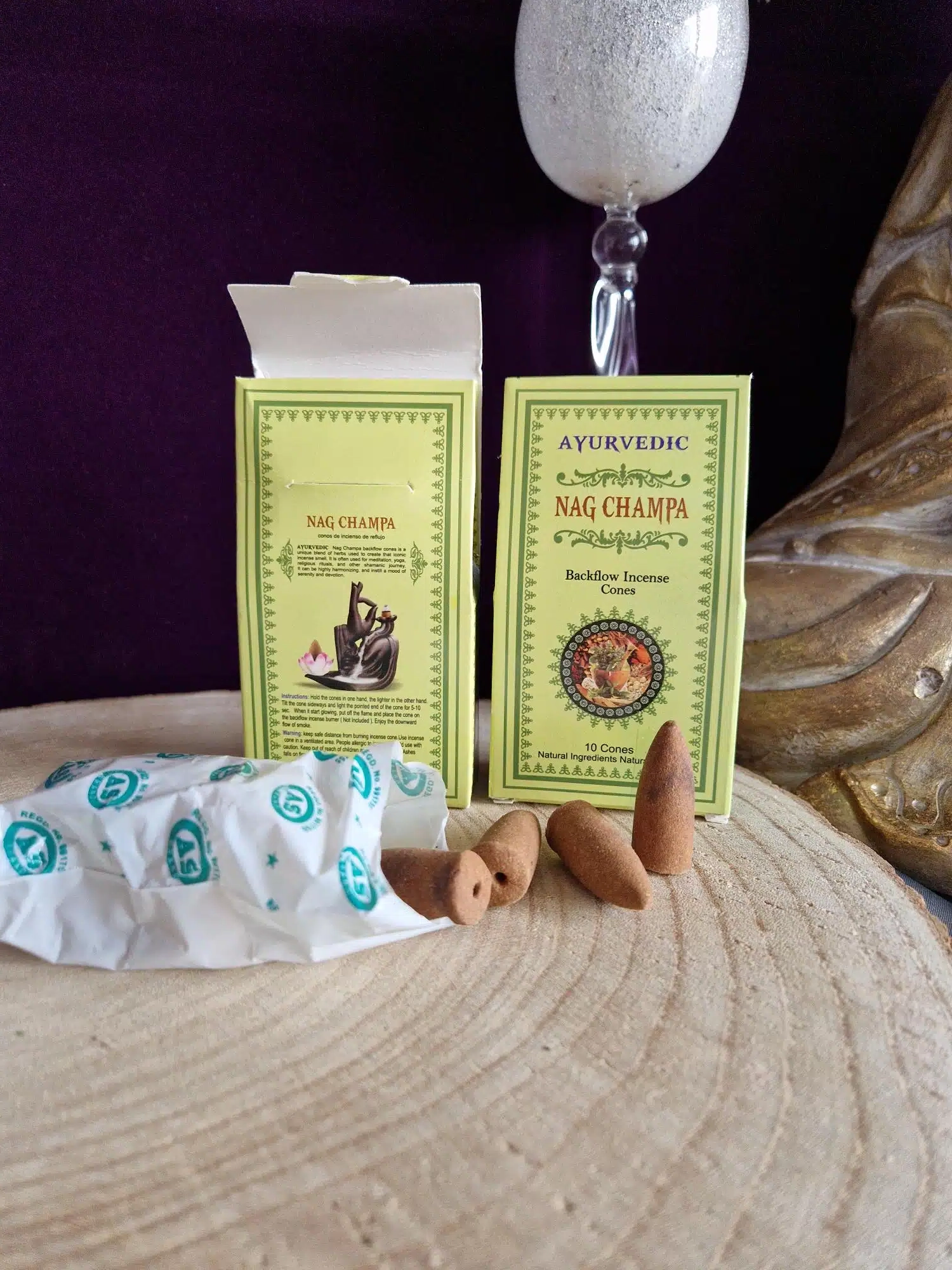 Nag Champa Ayurvedic Backflow/Reverse Incense Cones- 10 Cones - Earth's ...