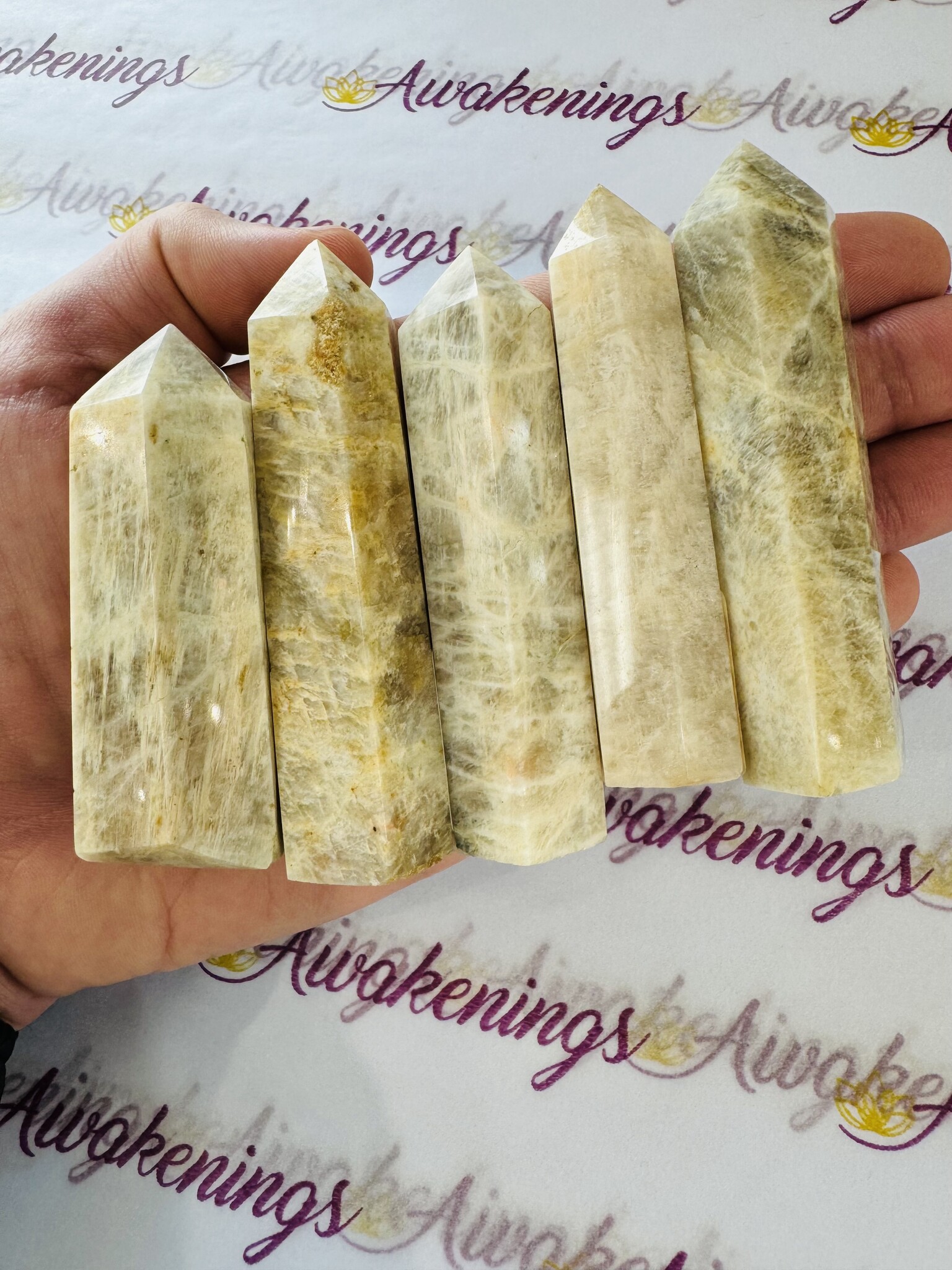 Moonstone with Sunstone Inclusion Tower Point-Medium (2-3") - Awakenings