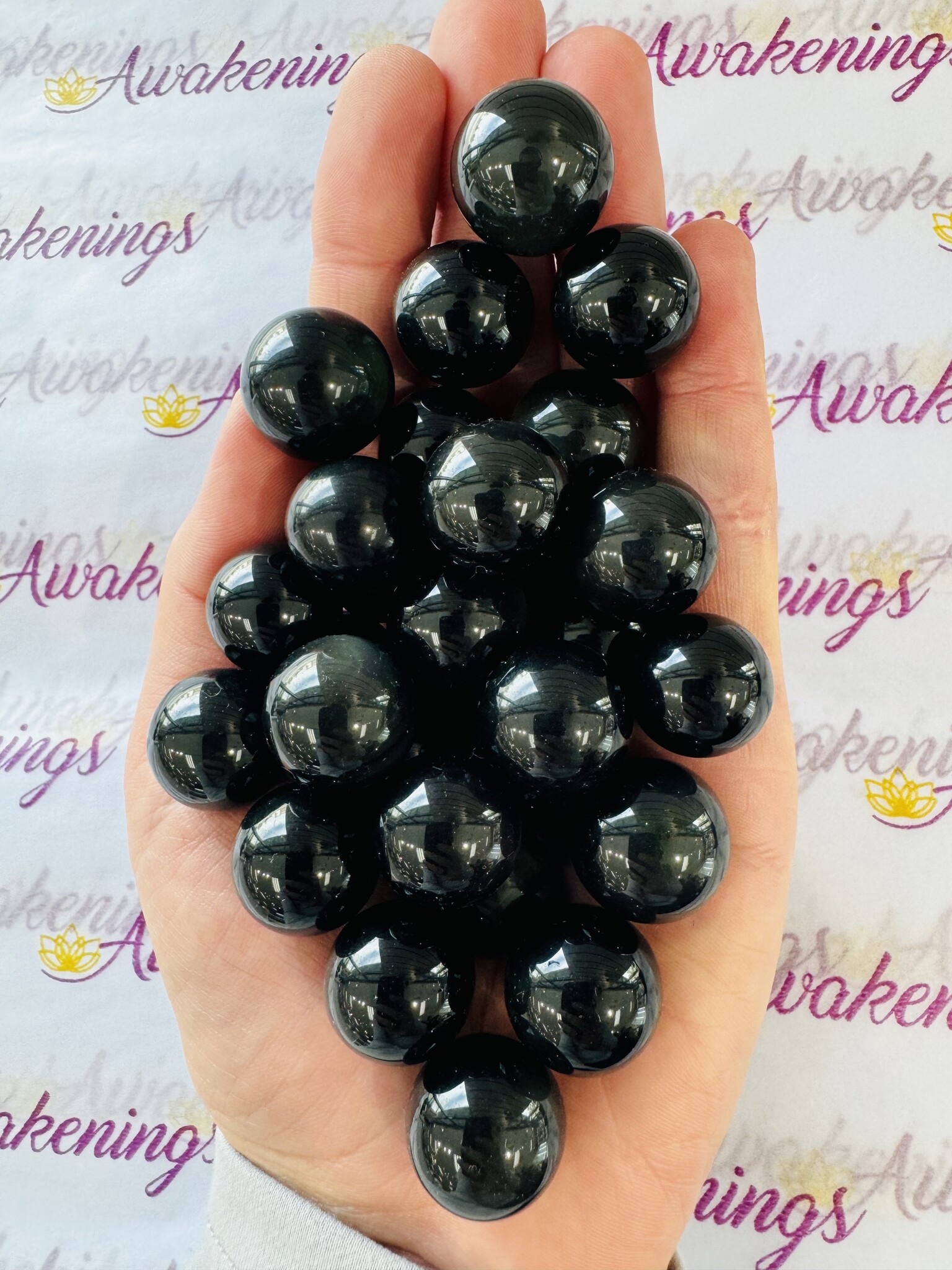 Black Obsidian Sphere Orb-15-20mm - Awakenings