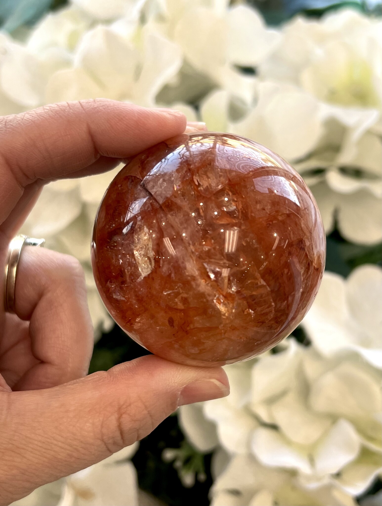 Fire Quartz & Golden Healer Quartz (Red & Yellow Hematoid) Sphere Orb ...