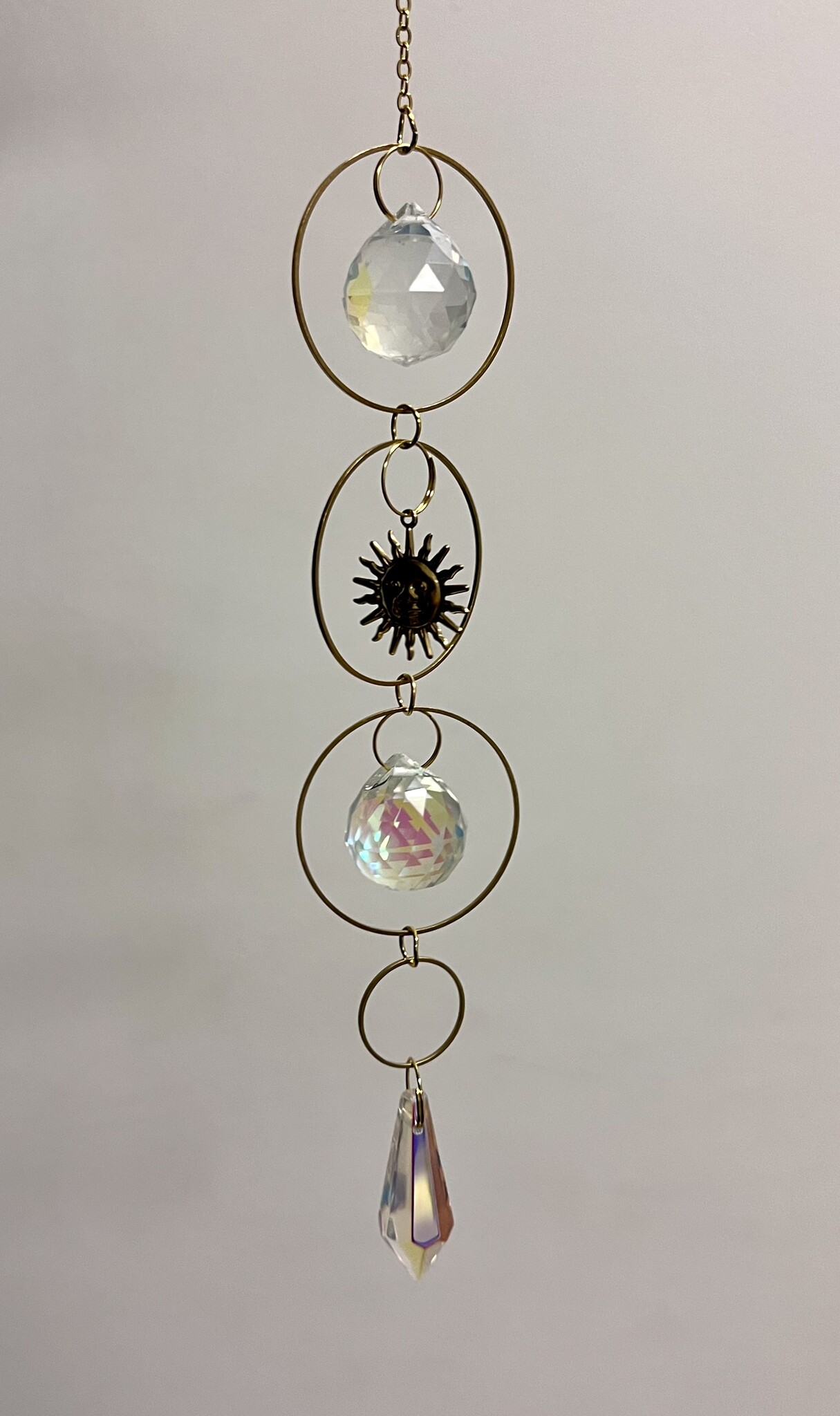 Prism Suncatcher Sun Catcher (Gold Sun Face 14") - Window Mirror ...