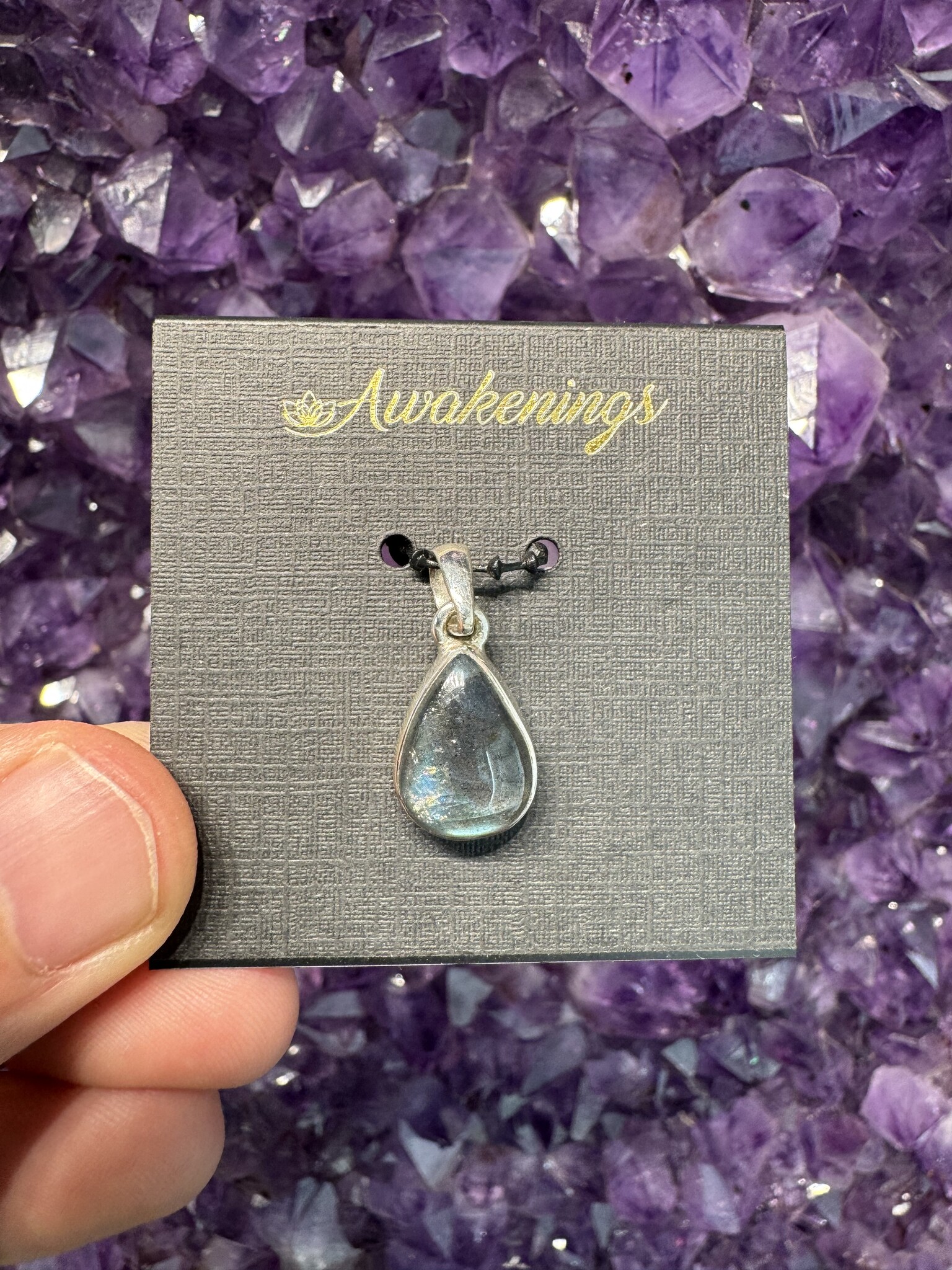 Iolite Sunstone & Clear Quartz Pendant - Oval - Sterling Silver ...