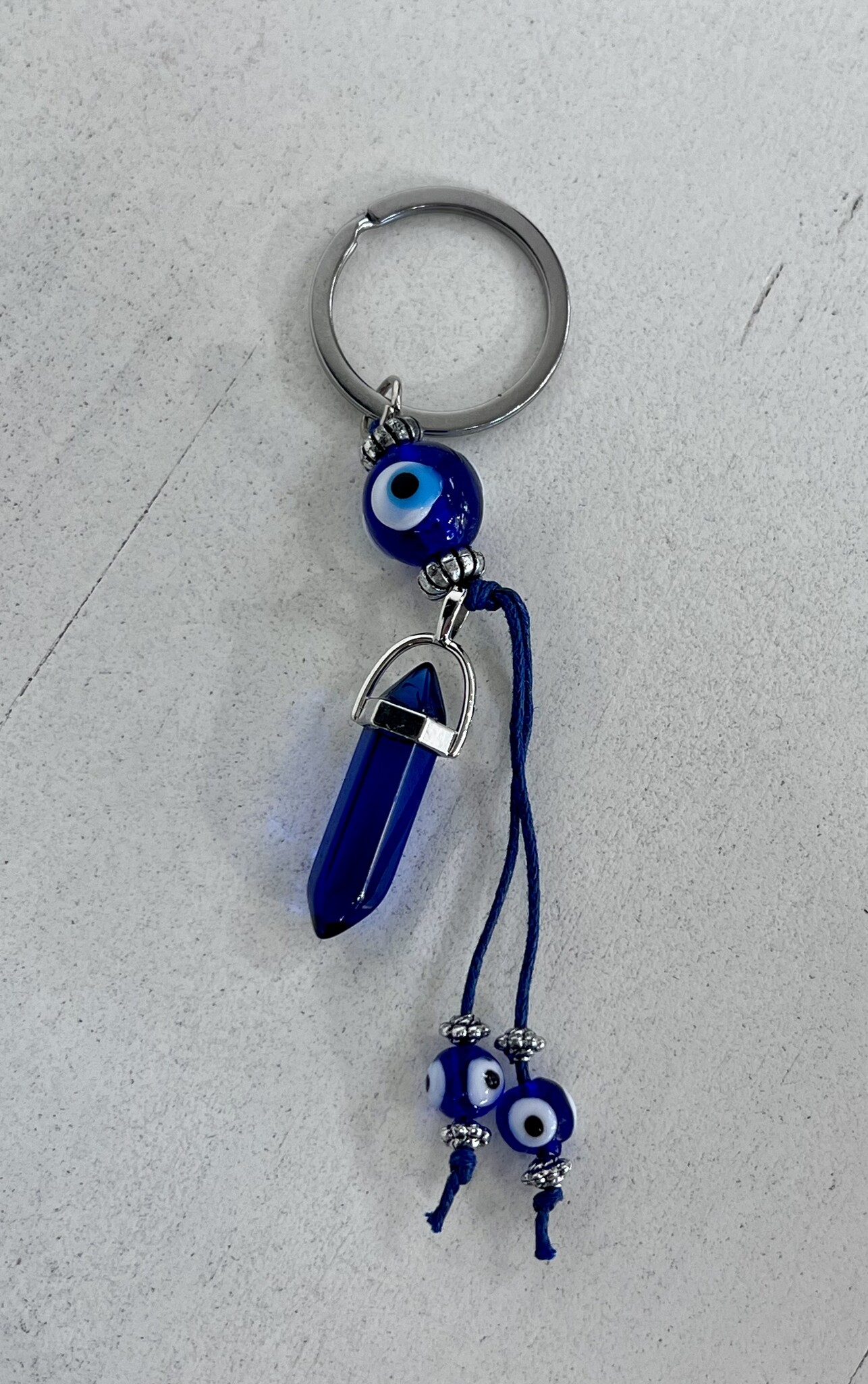 Evil Eye Point Keychain - Blue Bead 4.75" L - Awakenings