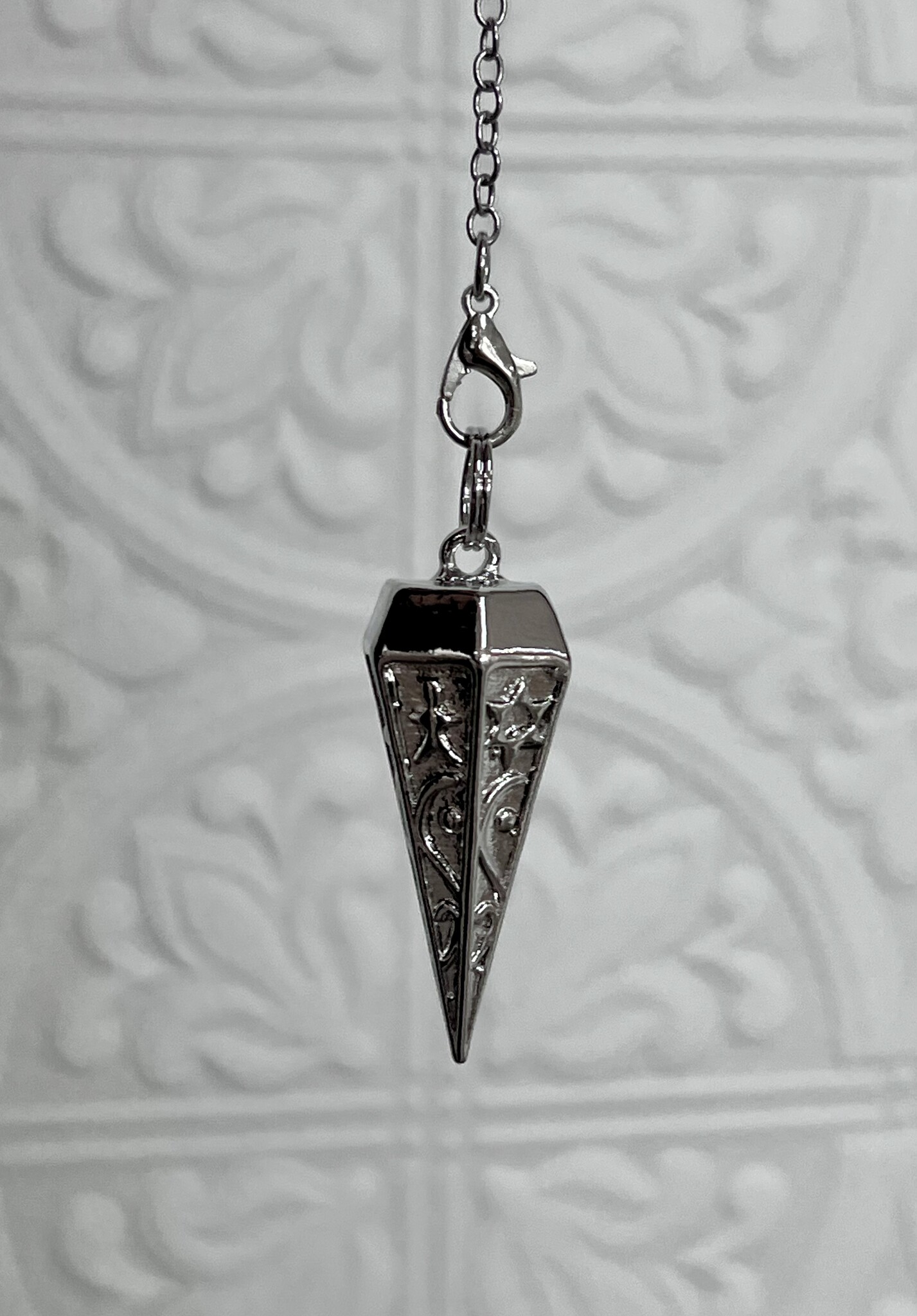 Silver Copper Pendulums - Rune Metal Faceted Point - Dowsing Hexagonal Cone Point Divination ...