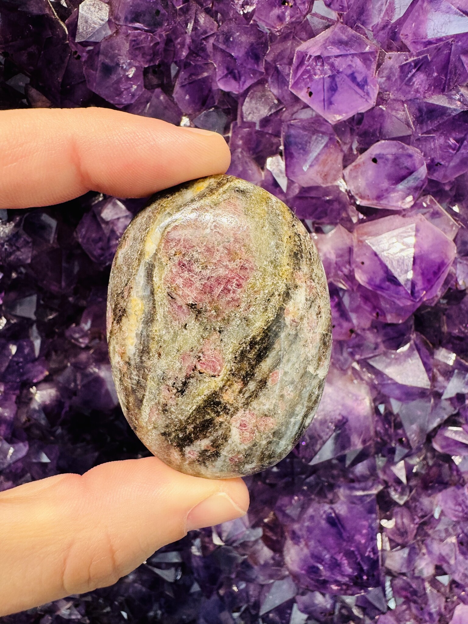 Ruby in Matrix Palm/Pillow Stone- Large(2") - Awakenings