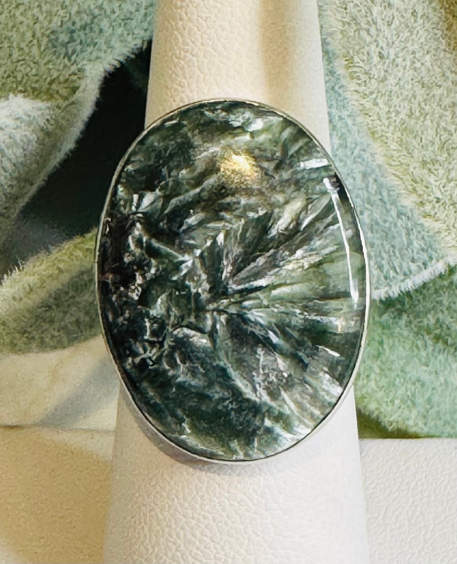 Seraphinite Rings - Oval Adjustable Bezel Set - Sterling Silver ...
