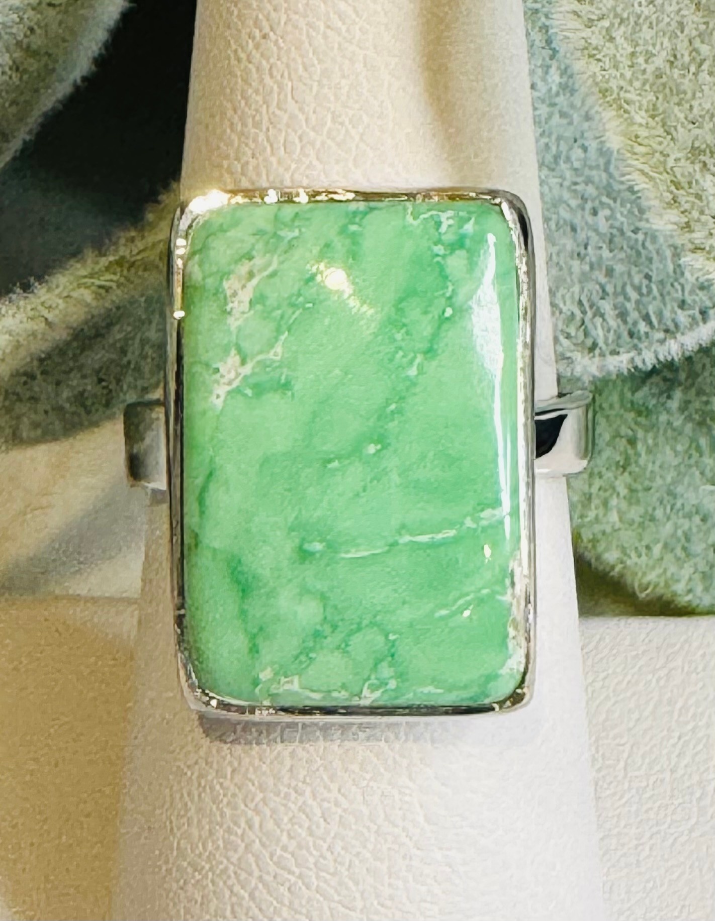 Variscite Rings - Rectangle Adjustable Bezel Set - Sterling Silver ...