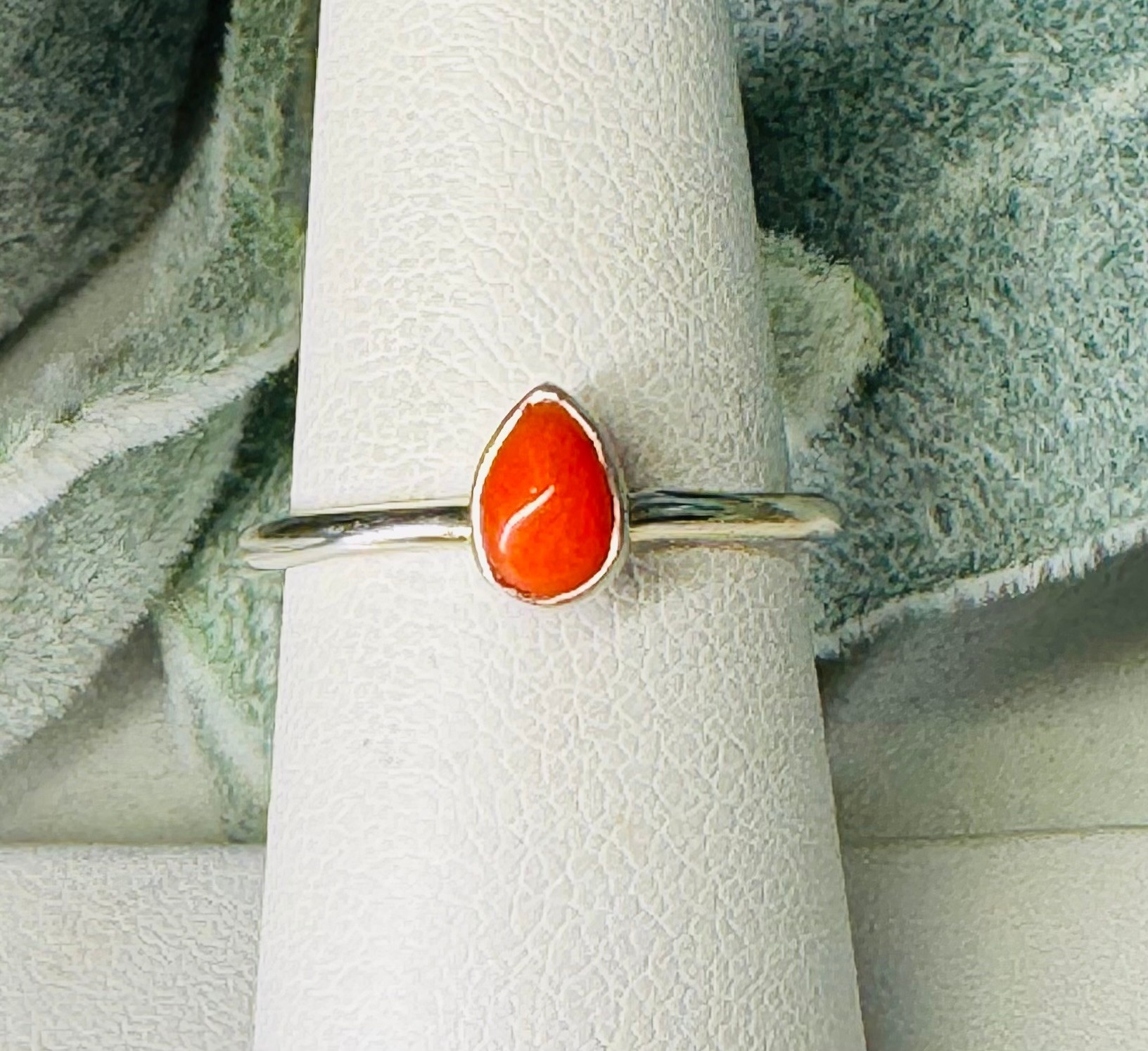 Red Agate Rings - Size 4 Teardrop Pear Stackable - Bezel Set Sterling ...