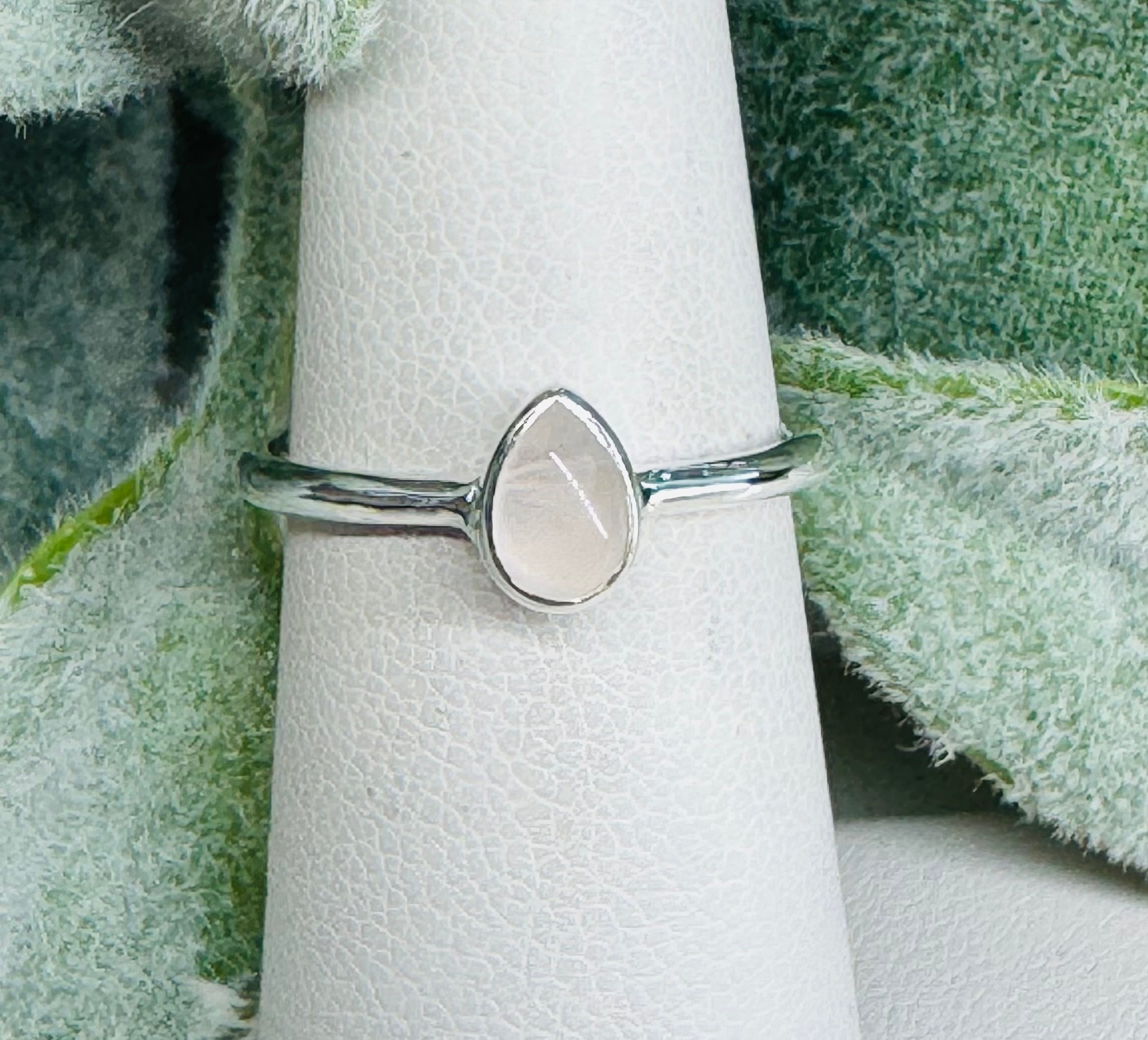 Rose Quartz Rings - Size 7 Teardrop Pear Stackable - Bezel Set Sterling ...