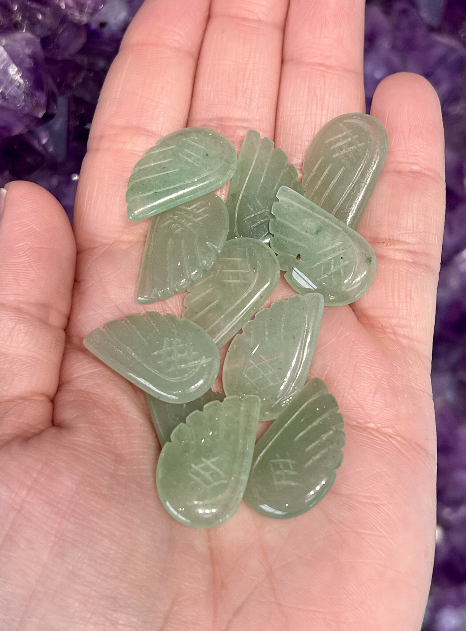 Green Aventurine Angel Wing - Mini 1" Carved - Awakenings