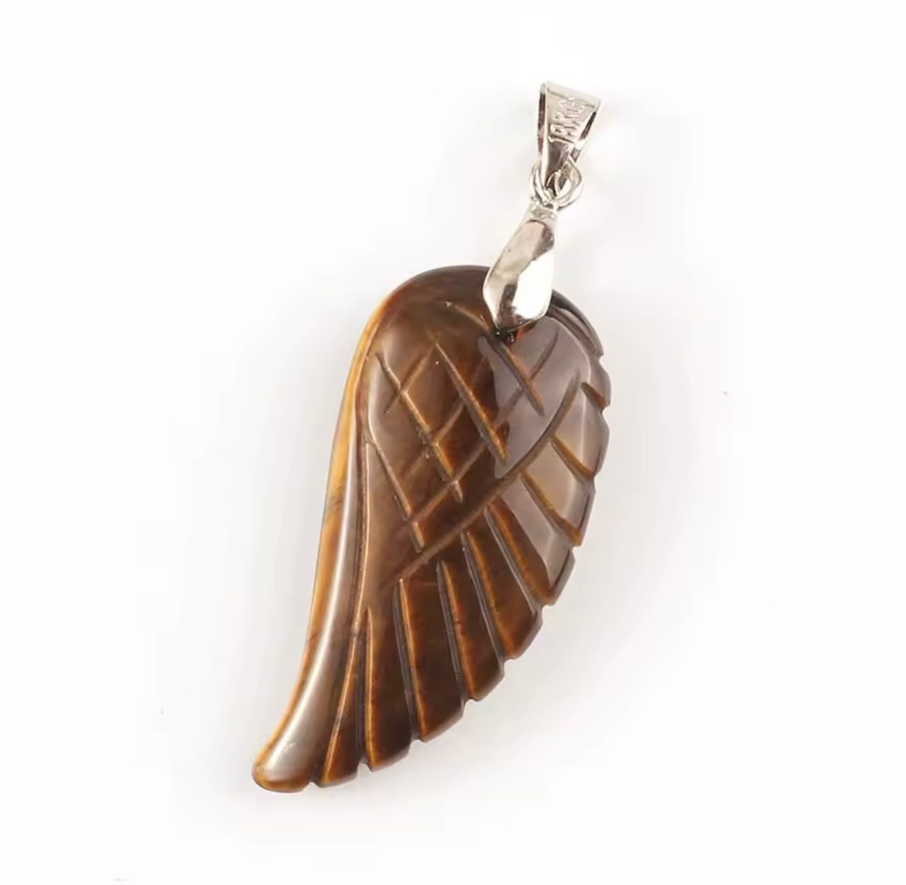 Gold Tigers Eye Pendants - Angel Wing Feather 1.5