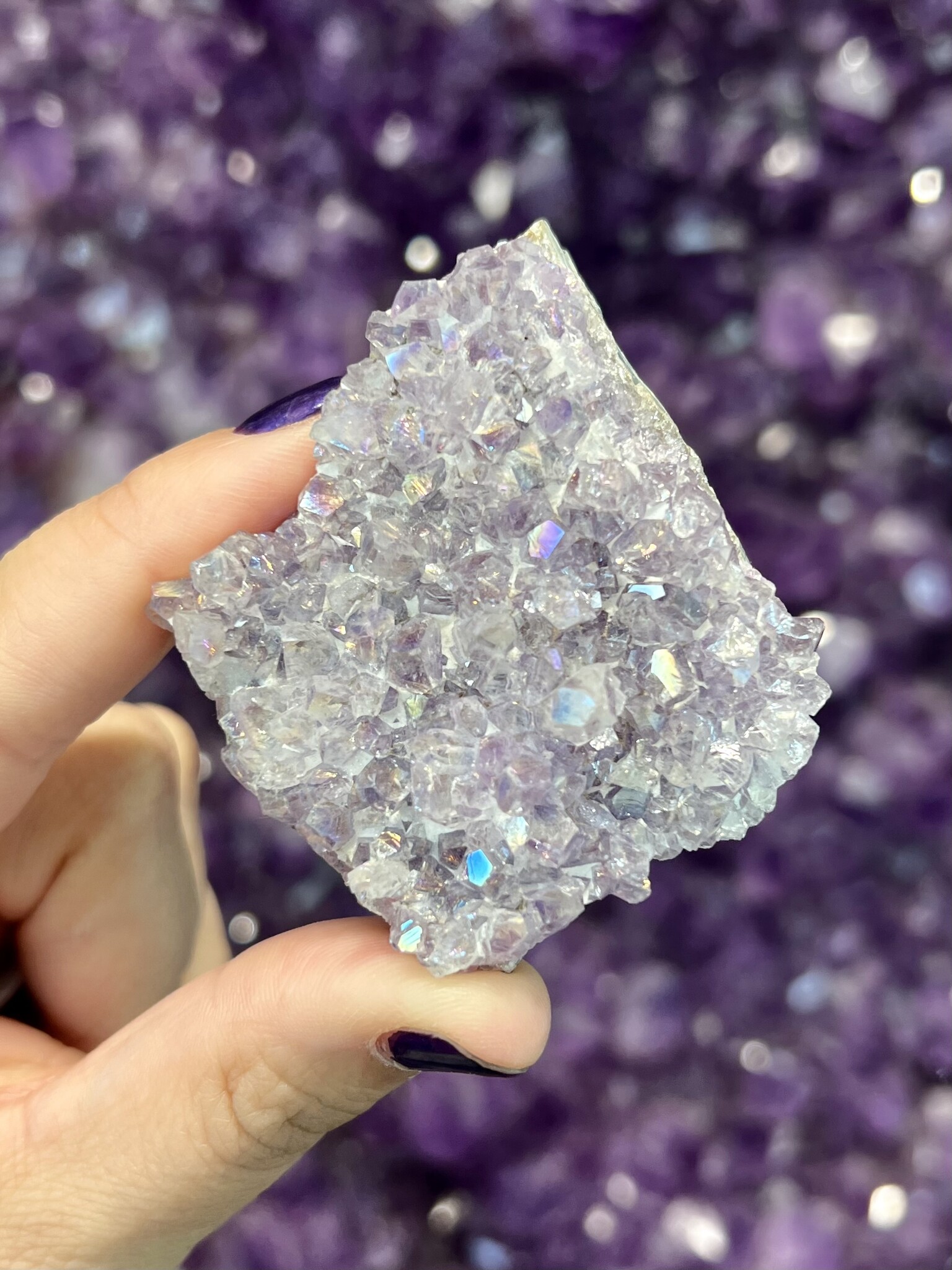 Amethyst Rainbow Aura Clusters - Medium Rough Raw Natural Druzy ...