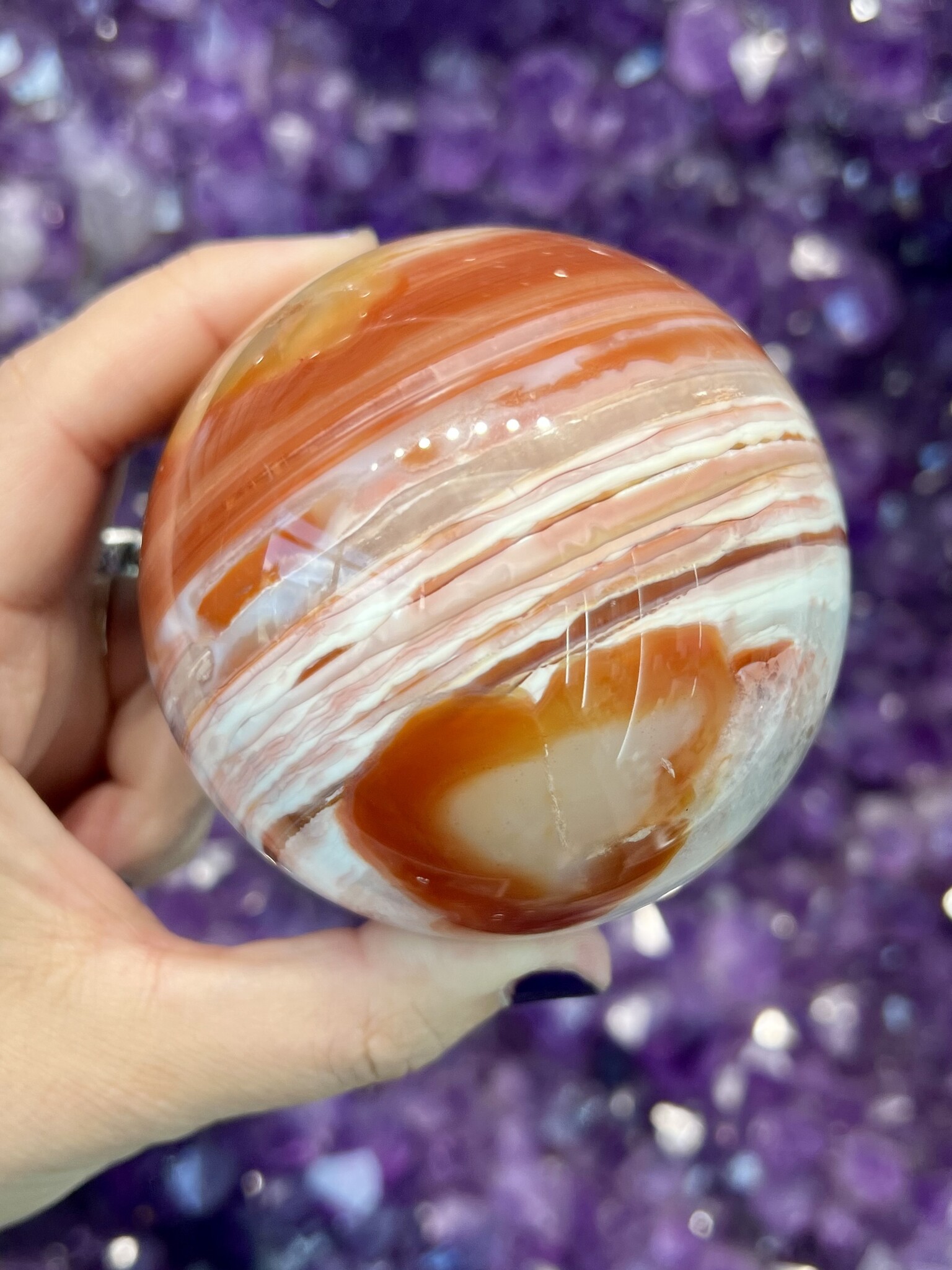 Banded Carnelian Sphere Orb - 80mm - Awakenings
