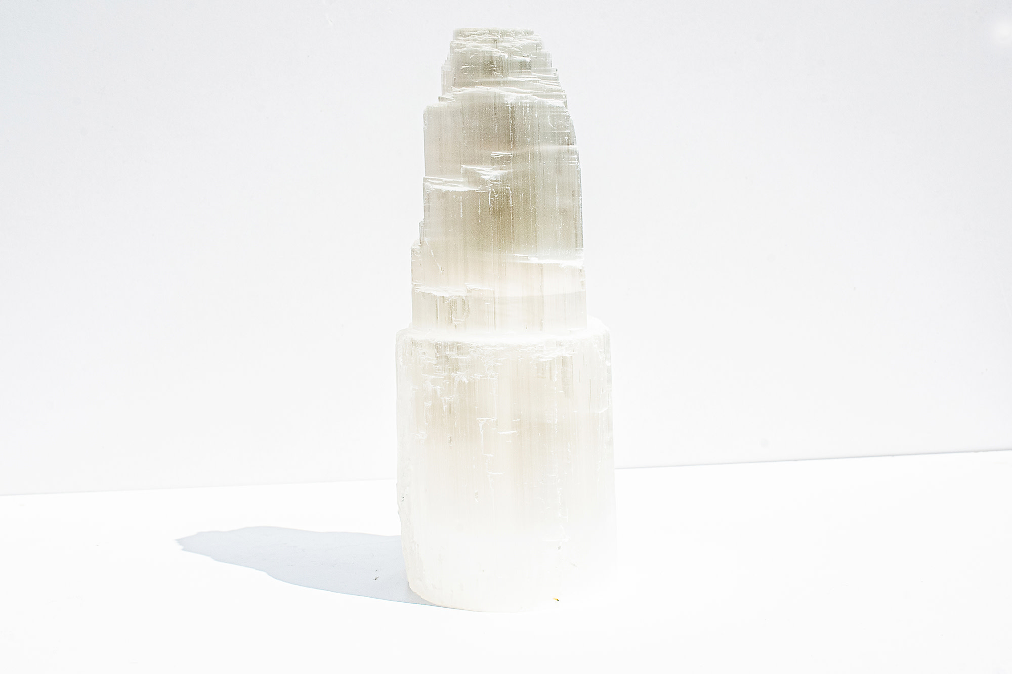Selenite (Satin Spar Gypsum) Single Iceberg Tower Lamp Light - 6" (Cor ...