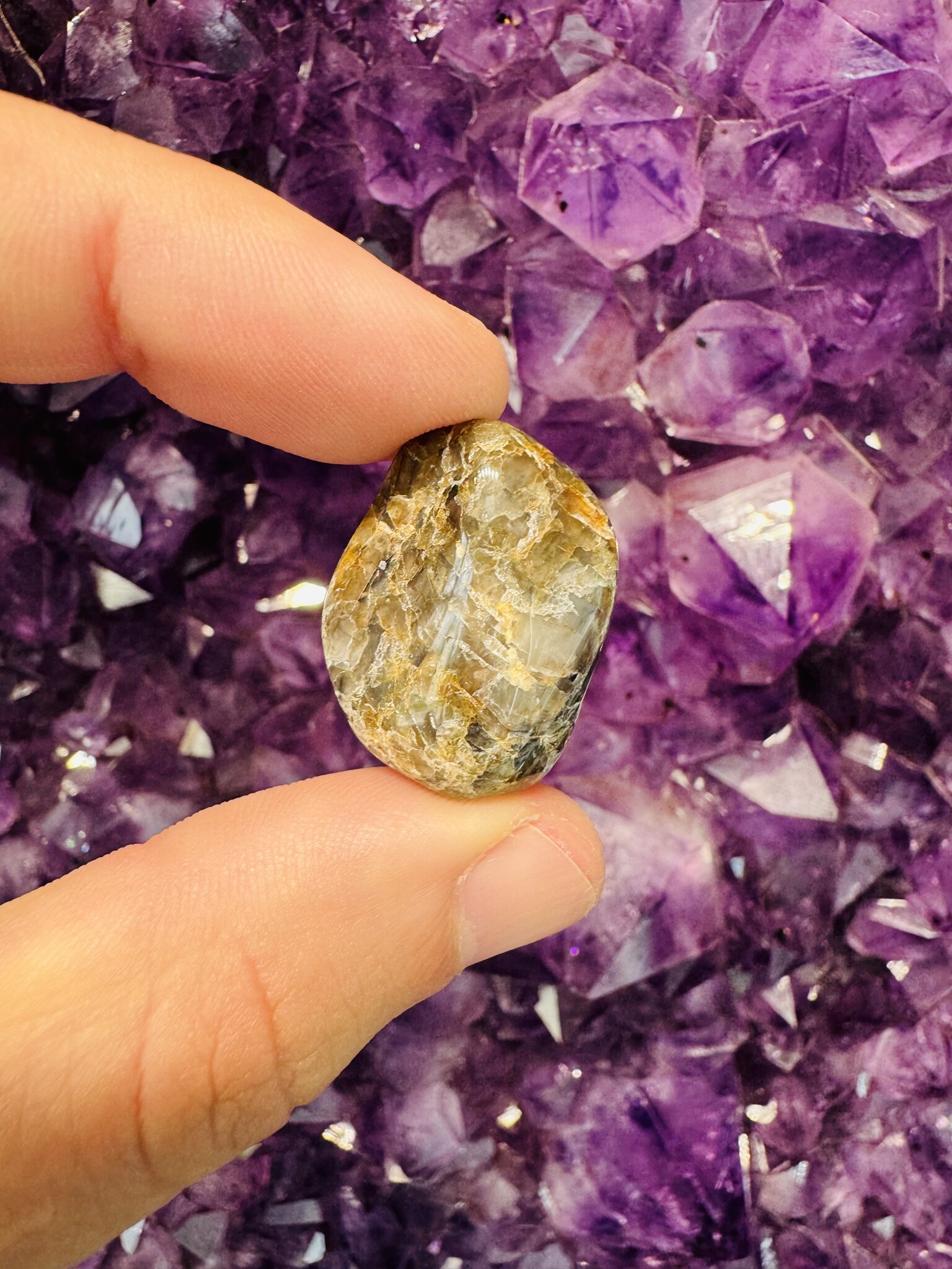 Blue Riebeckite in Quartz - Tumbled - Awakenings