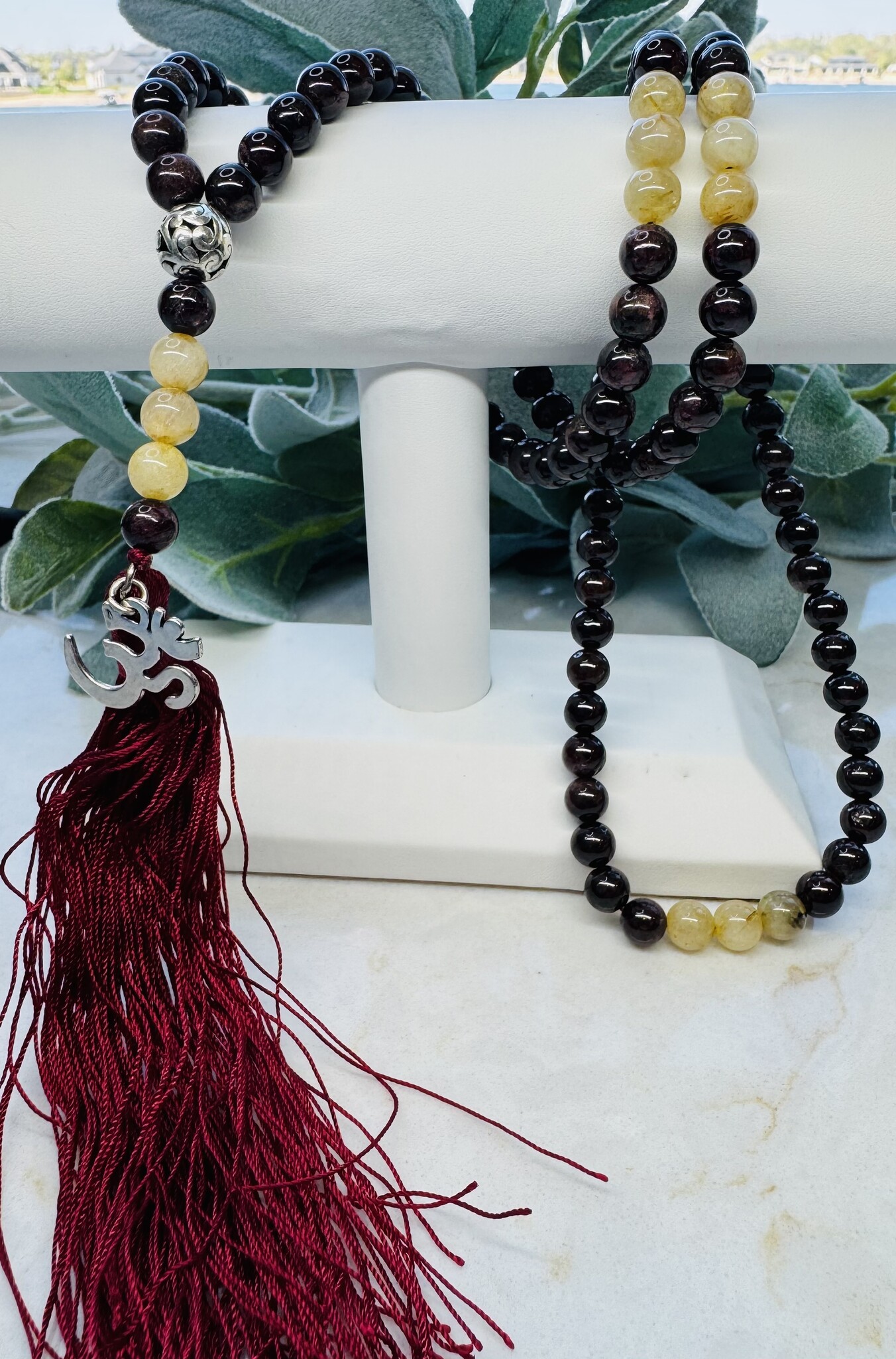 Garnet & Rutilated Quartz (Gold Rutile Angel Venus Hair) Japa Malas ...