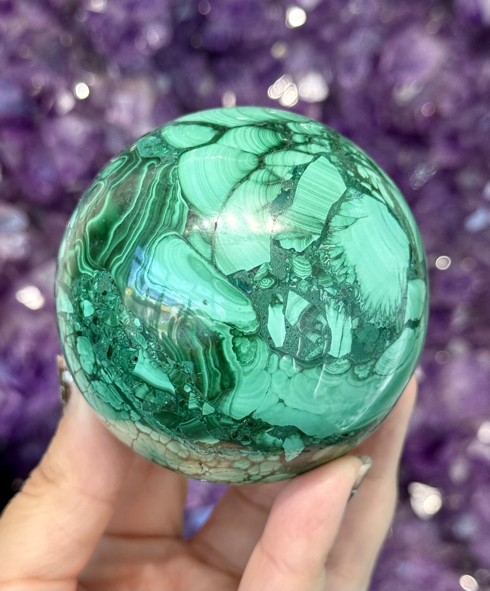 Malachite Spheres Orb - 70mm - Awakenings