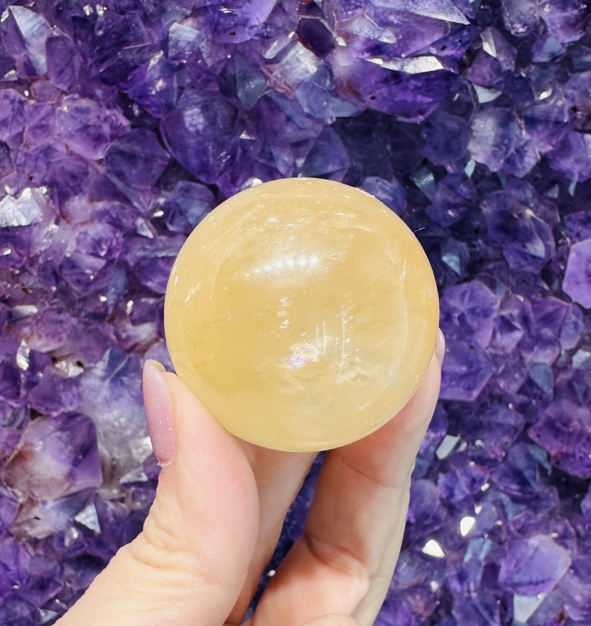 Honey (Yellow Gold) Calcite Sphere Orb - 35-40mm - Awakenings