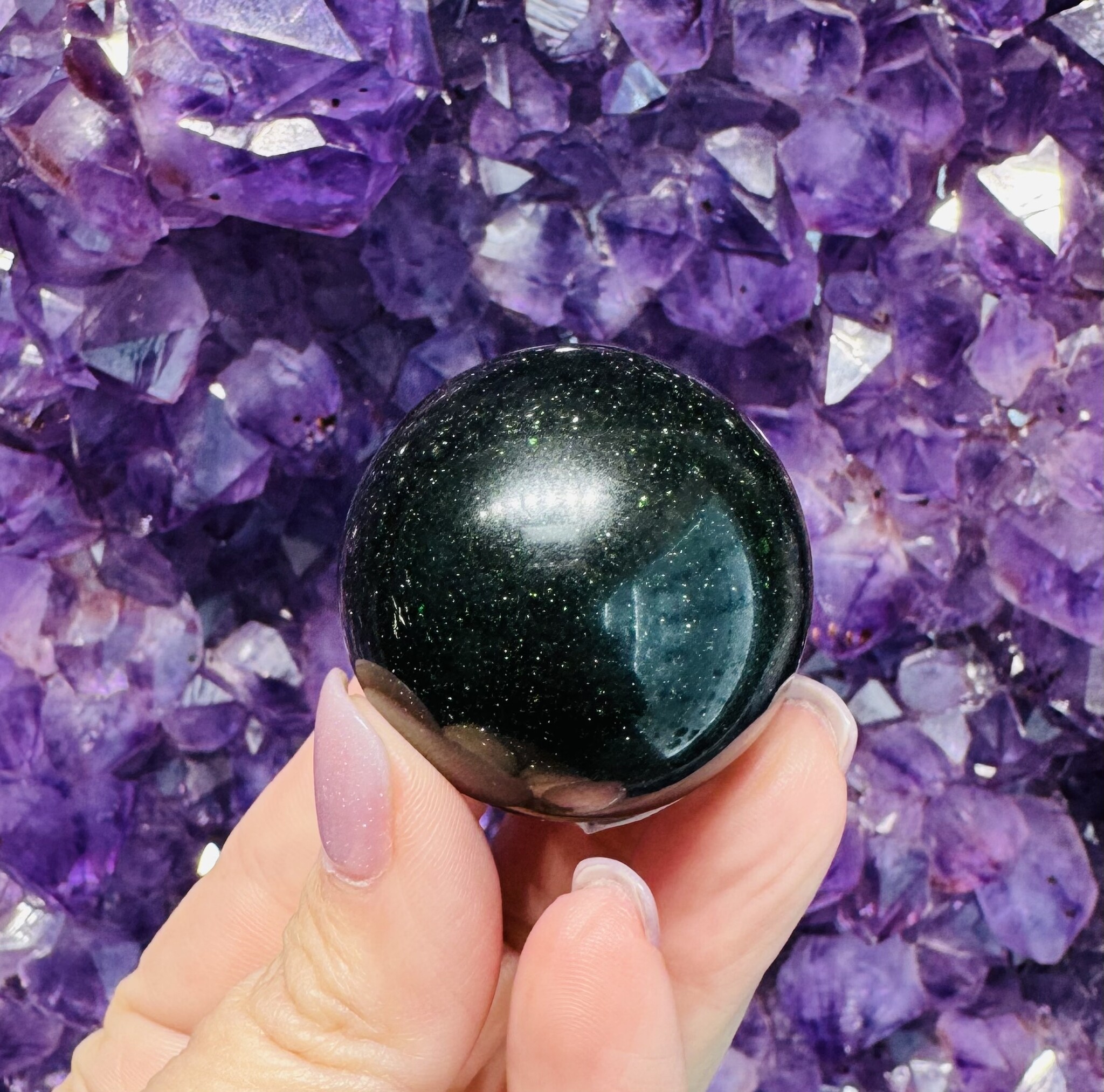 Green Sandstone (Goldstone) Sand Stone Sphere Orb - 40 - 45mm - Awakenings