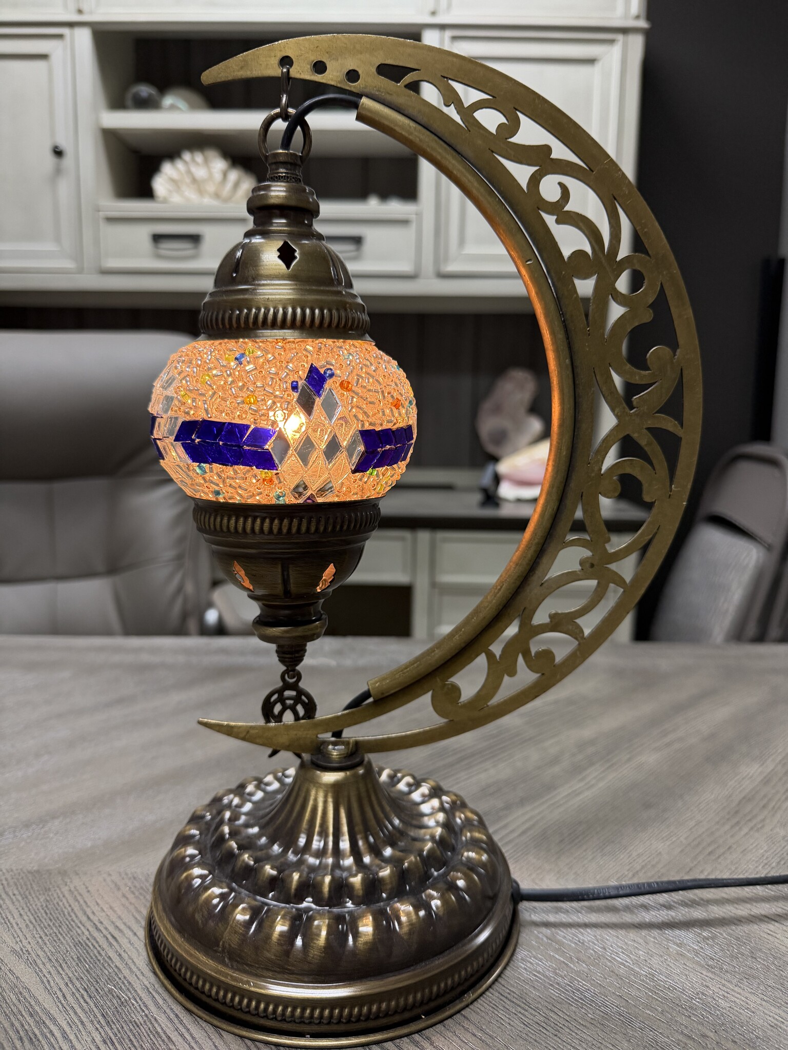 Turkish Crescent Moon Table Lamp #25 - Small Globe - Awakenings