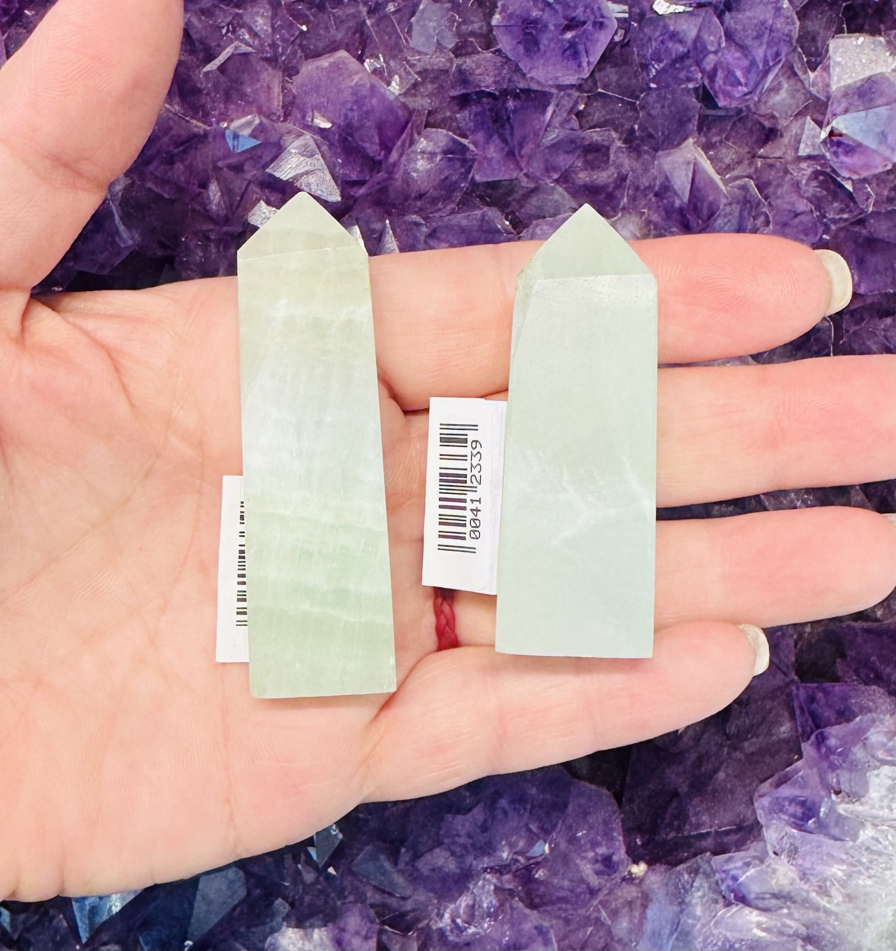 Pistachio (Sea Green) Calcite Obelisks - Towers Points Generators ...