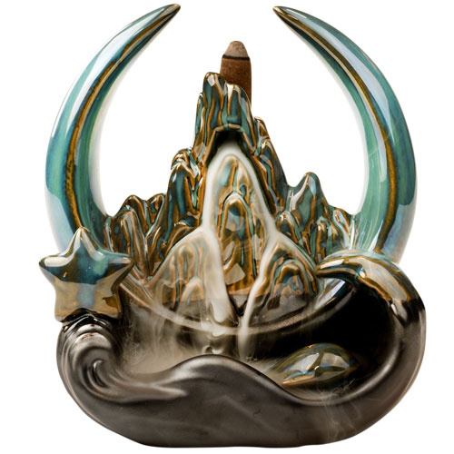 Backflow Reverse Flow Incense Cone Burner Ceramic (Koi Fish Moon ...