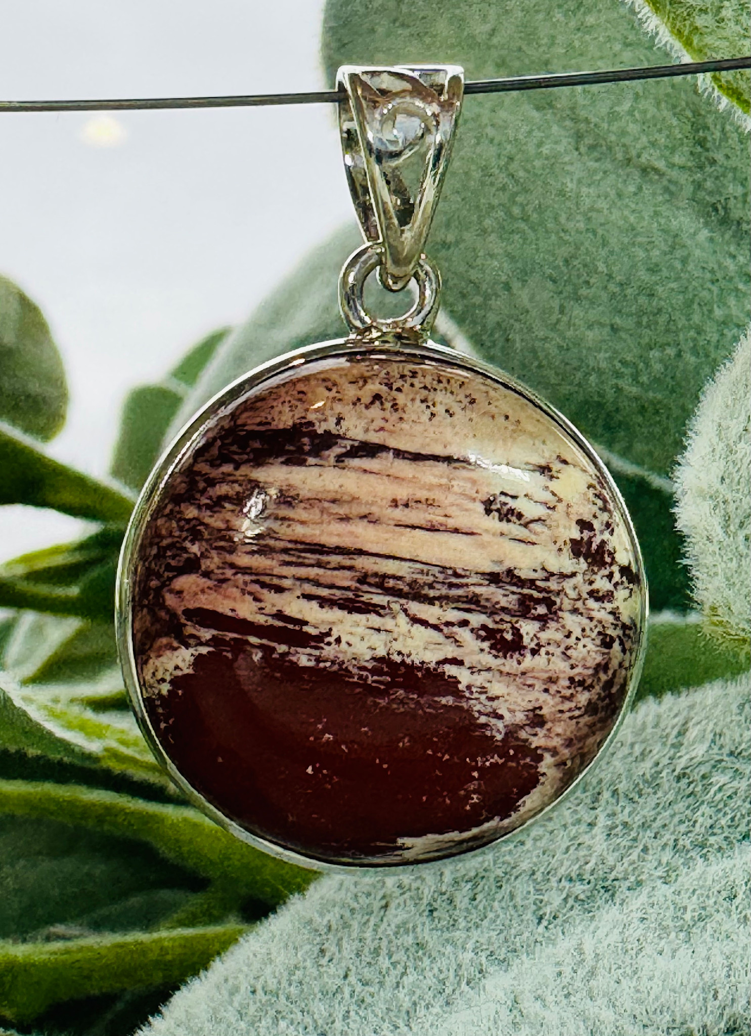 Alunite (Aluminite) Pendants - Round Circle Bezel Set - Sterling Silver ...