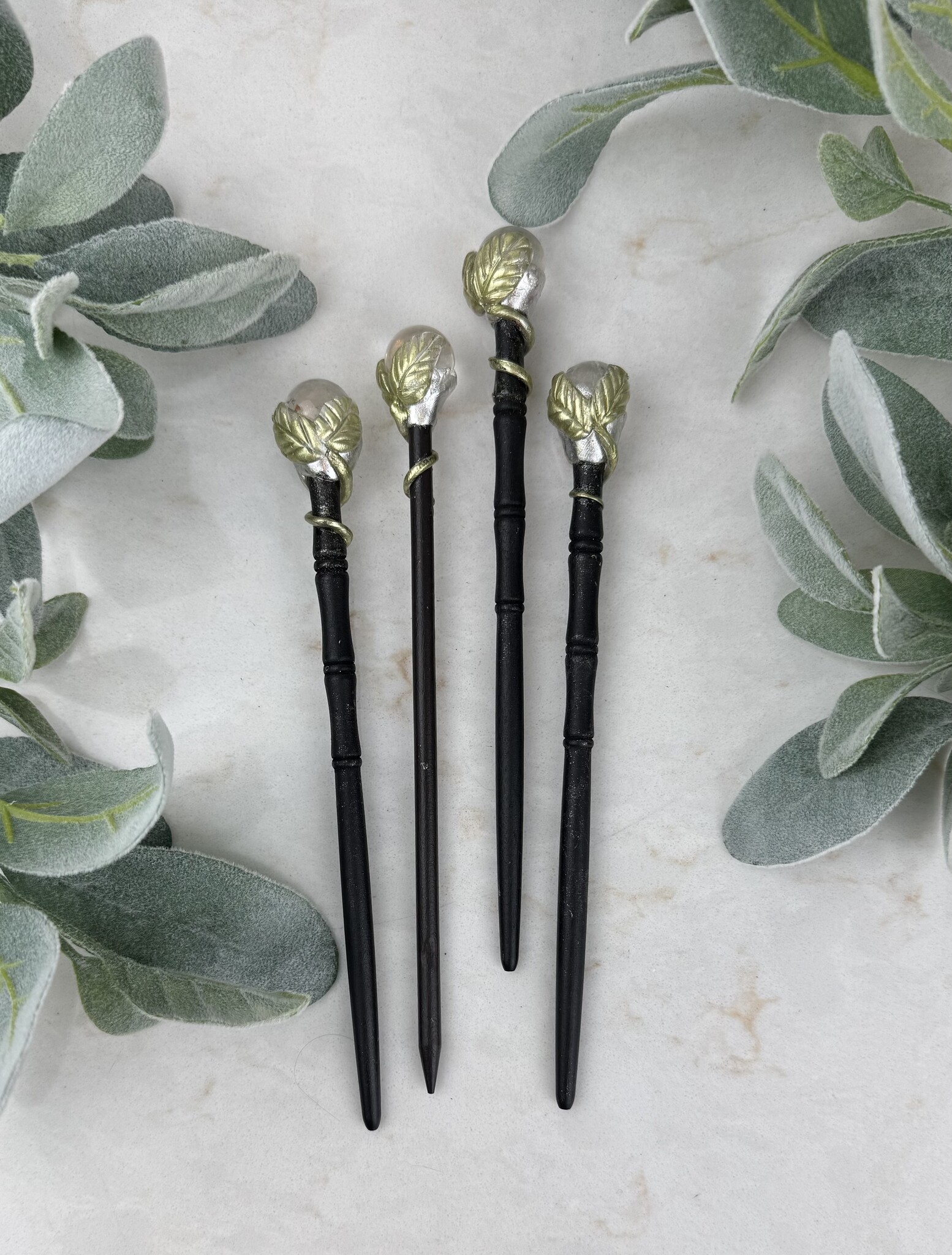 Clear (Crystal) Quartz Wands - Sphere Tip 7.5" Magic Majik Wizard Orb ...