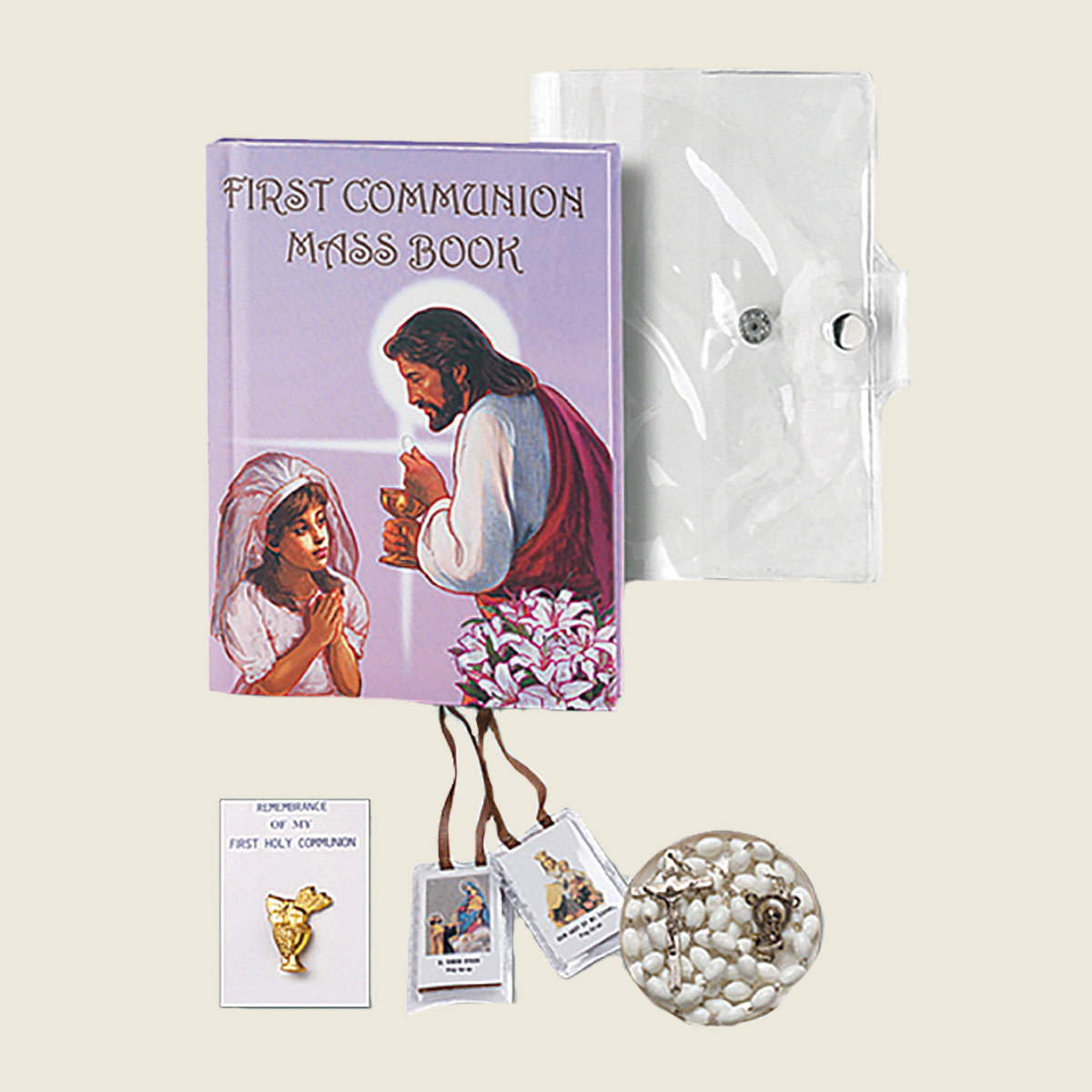 5665 - GIRL 1ST COMMUNION 5PC SET - Fatima Gift Shop