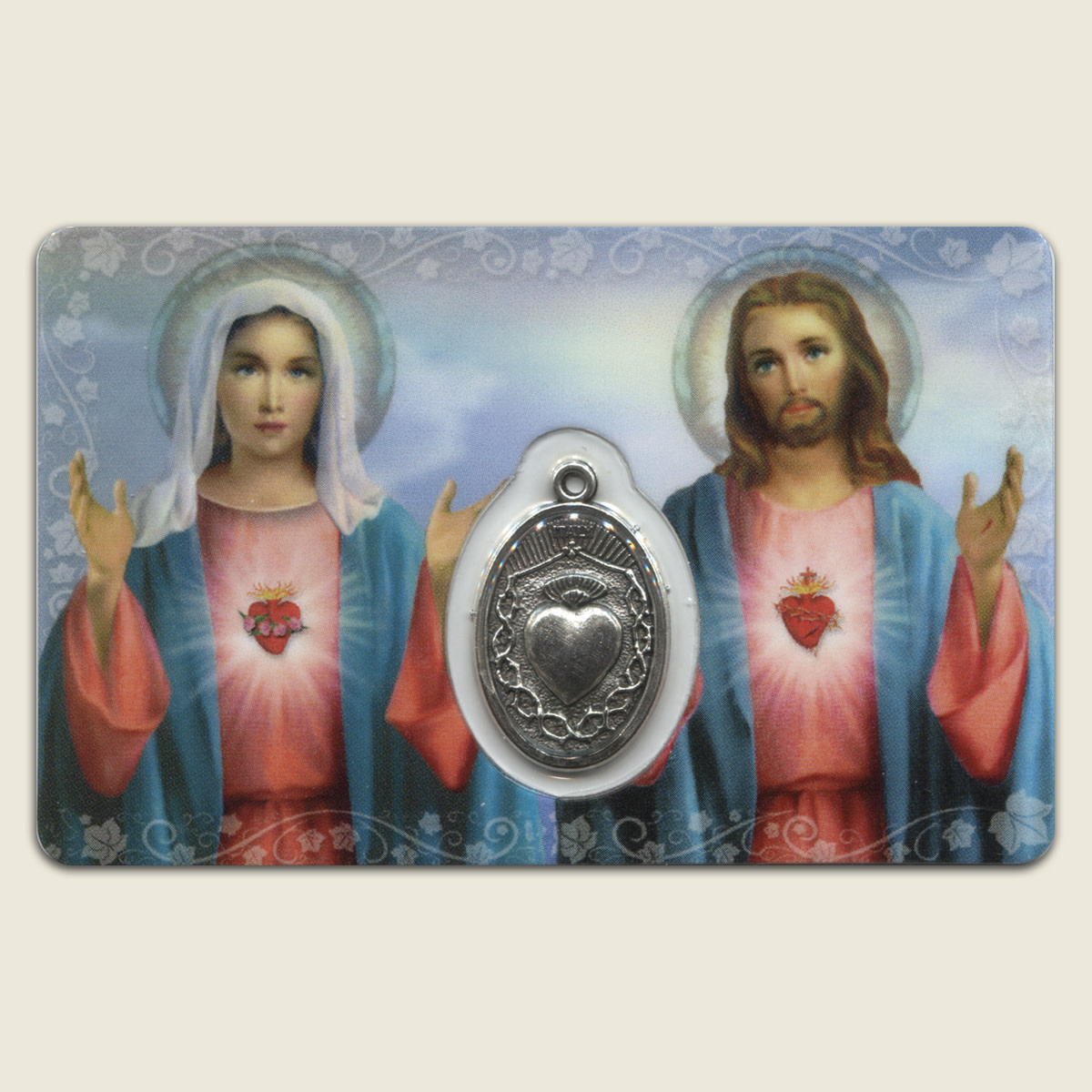 PCC183 - Immaculate Heart & Sacred Heart Prayer Card - Fatima Gift Shop
