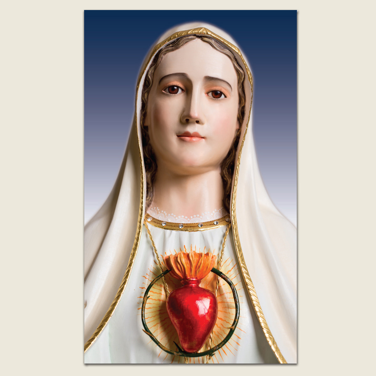 Immaculate Heart of Mary Statue Prayer Card - Fatima Gift Shop