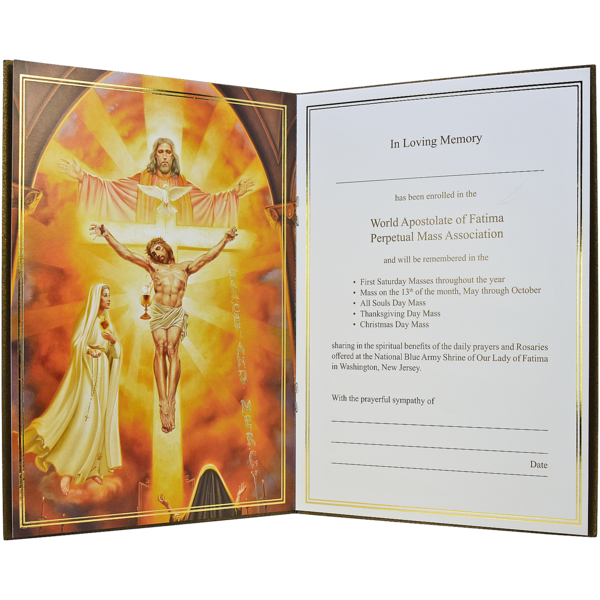 Perpetual Mass Card: Last Vision Image (Copper Cover) - Fatima Gift Shop