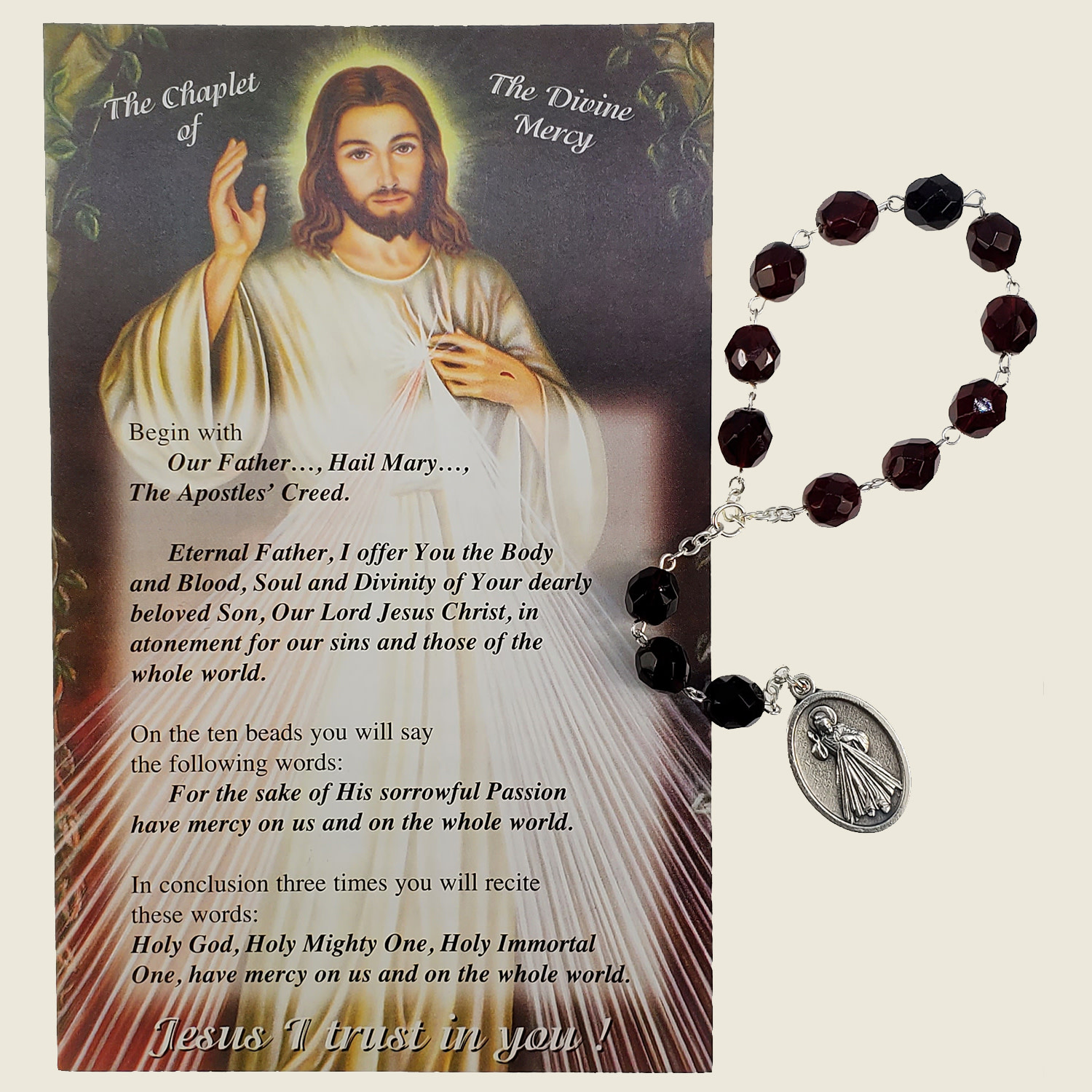 86C - DIVINE MERCY CRYSTAL CHAPLET - Fatima Gift Shop