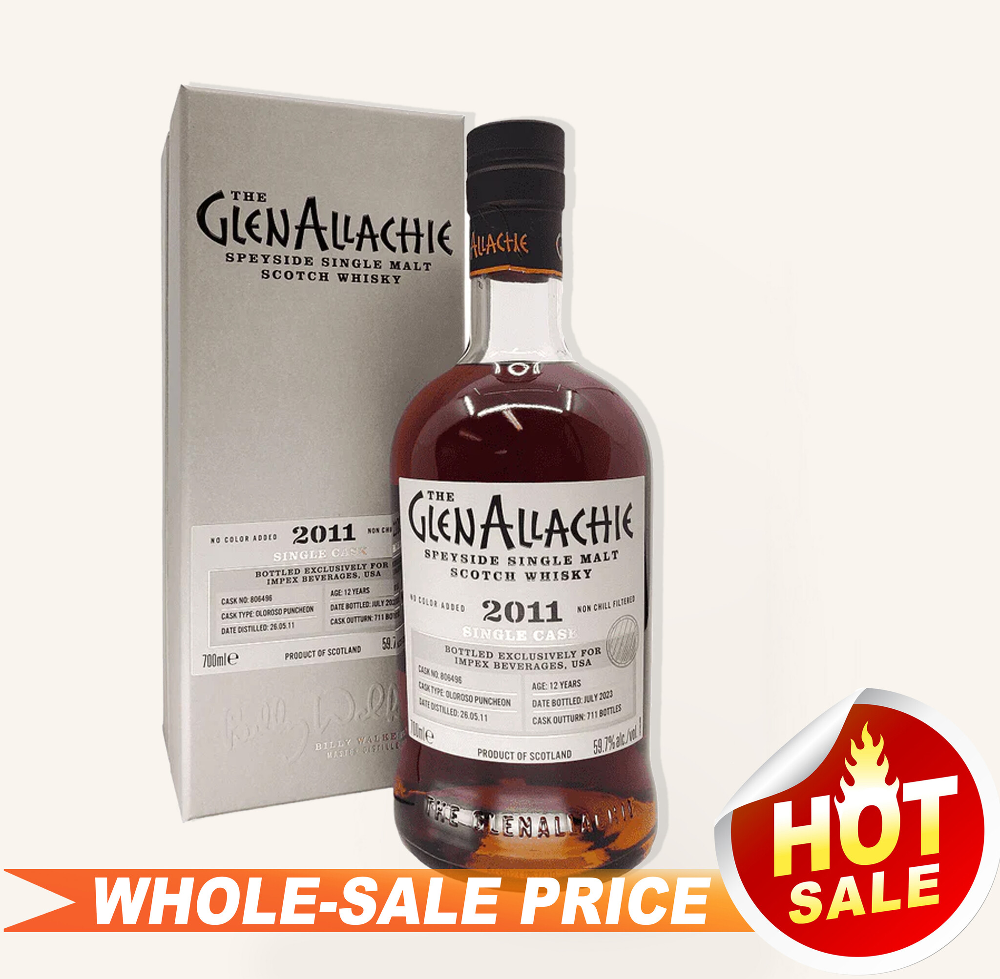 GlenAllachie 12yr 2011 Oloroso Puncheon Cask No.806496 Scotch Whisky ...