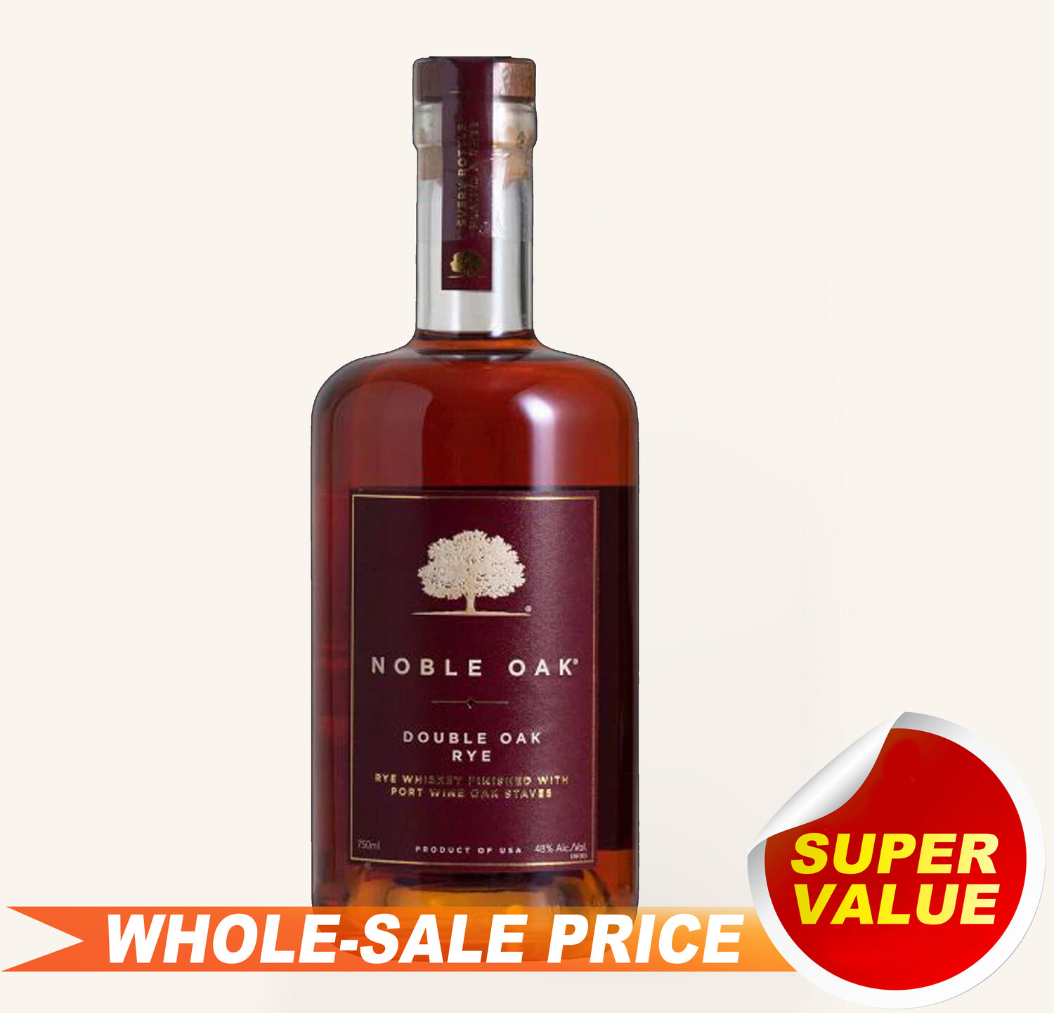 Noble Oak Rye Whiskey 96 Proof 750ml $28 - Uncle Fossil Wine&Spirits