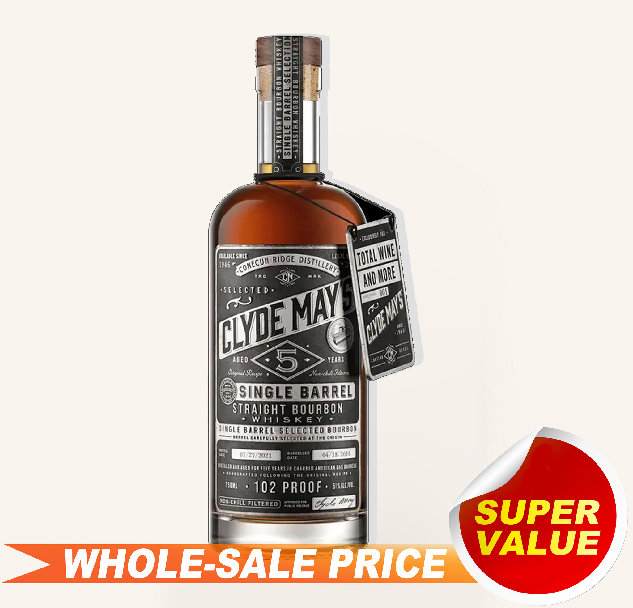 Clyde May's Straight Bourbon 5 Year Barrel Select Whiskey 750ml $44 ...