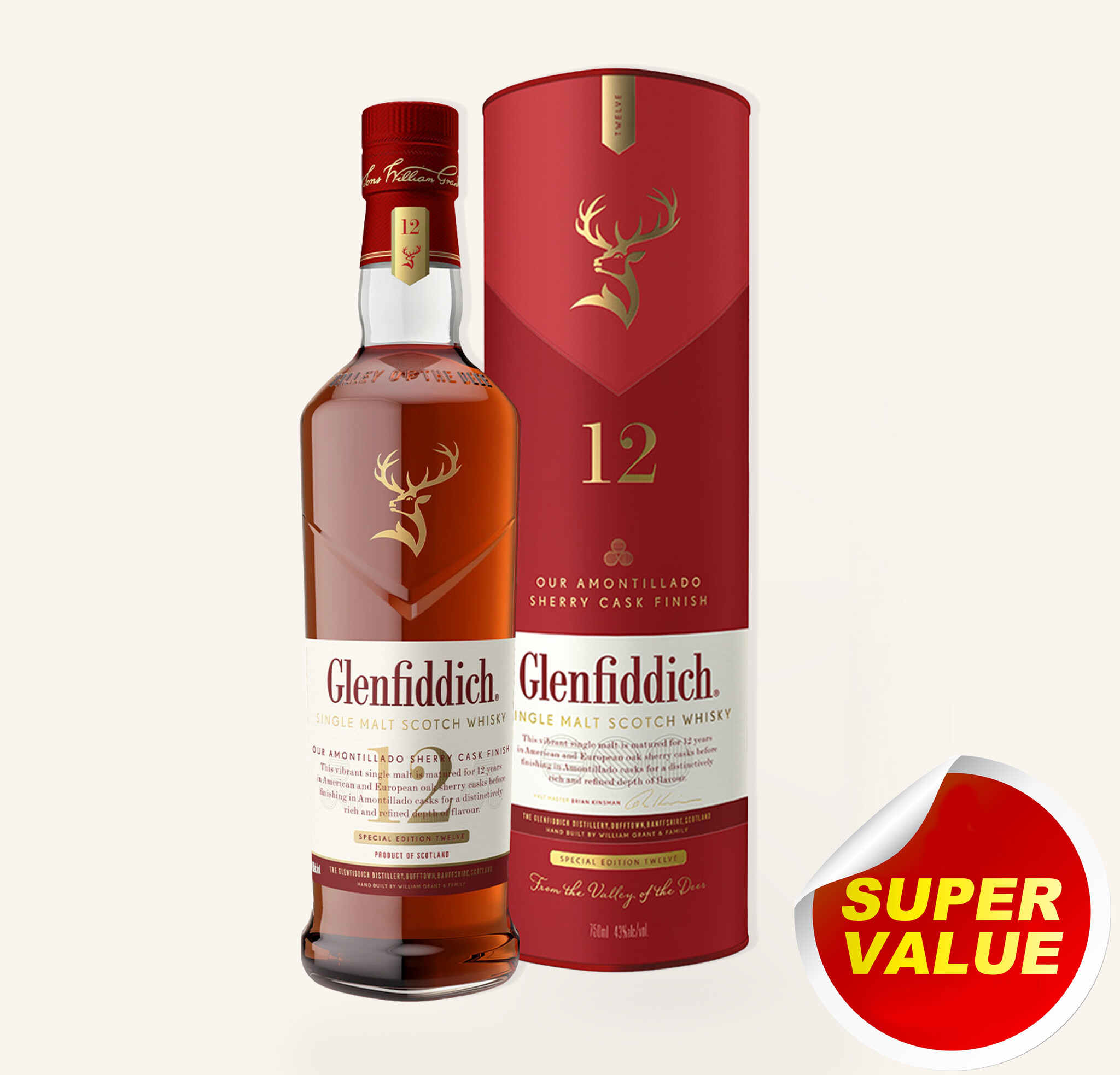 Glenfiddich Single Malt Scotch Whiskey Sherry Cask 12Yr $49 - Uncle Fossil Wine&Spirits