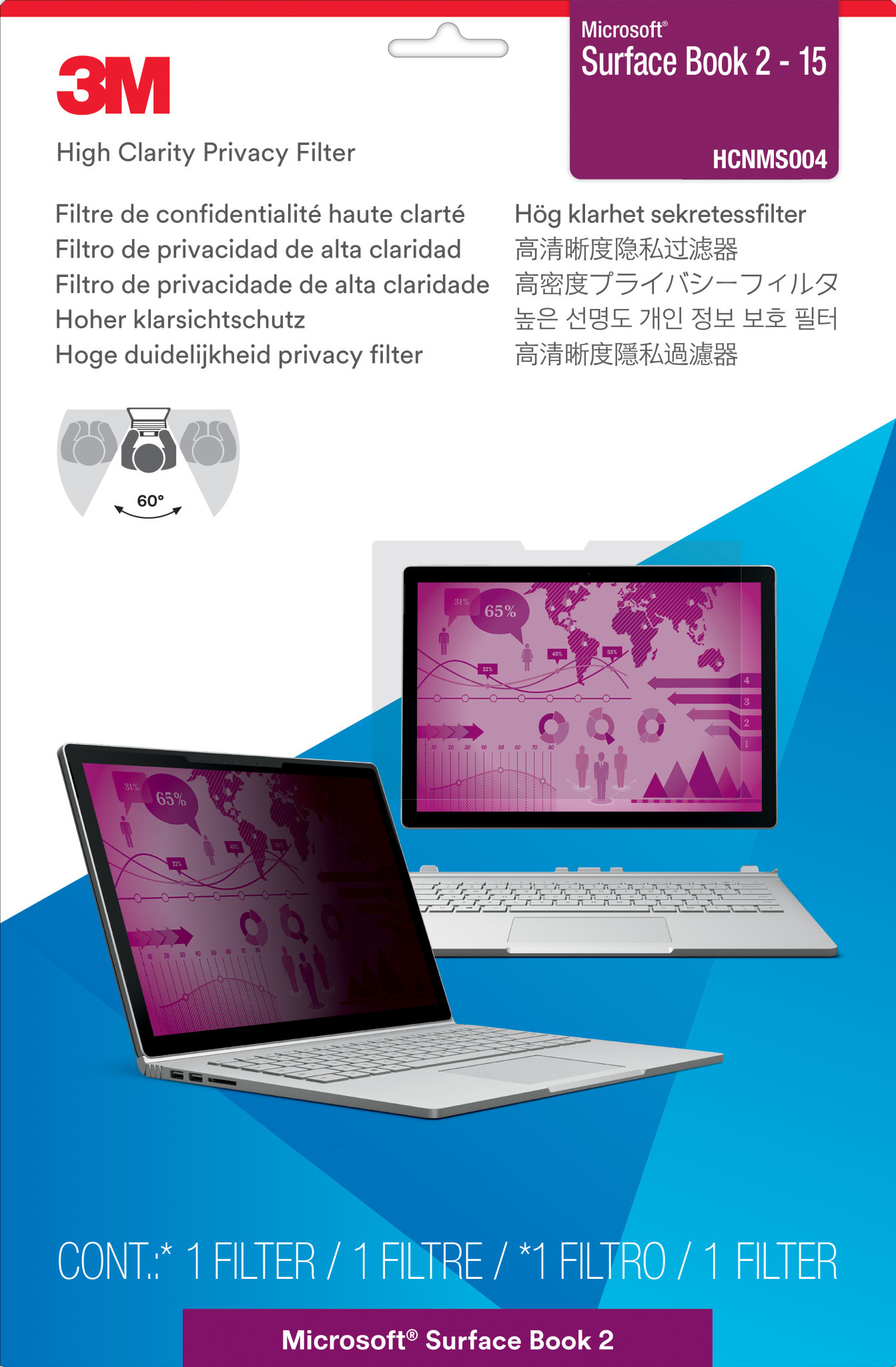 3M HIGH CLARITY PRIVACY FILTER FOR SURFACE BOOK 2 - 15" - 12th Man ...